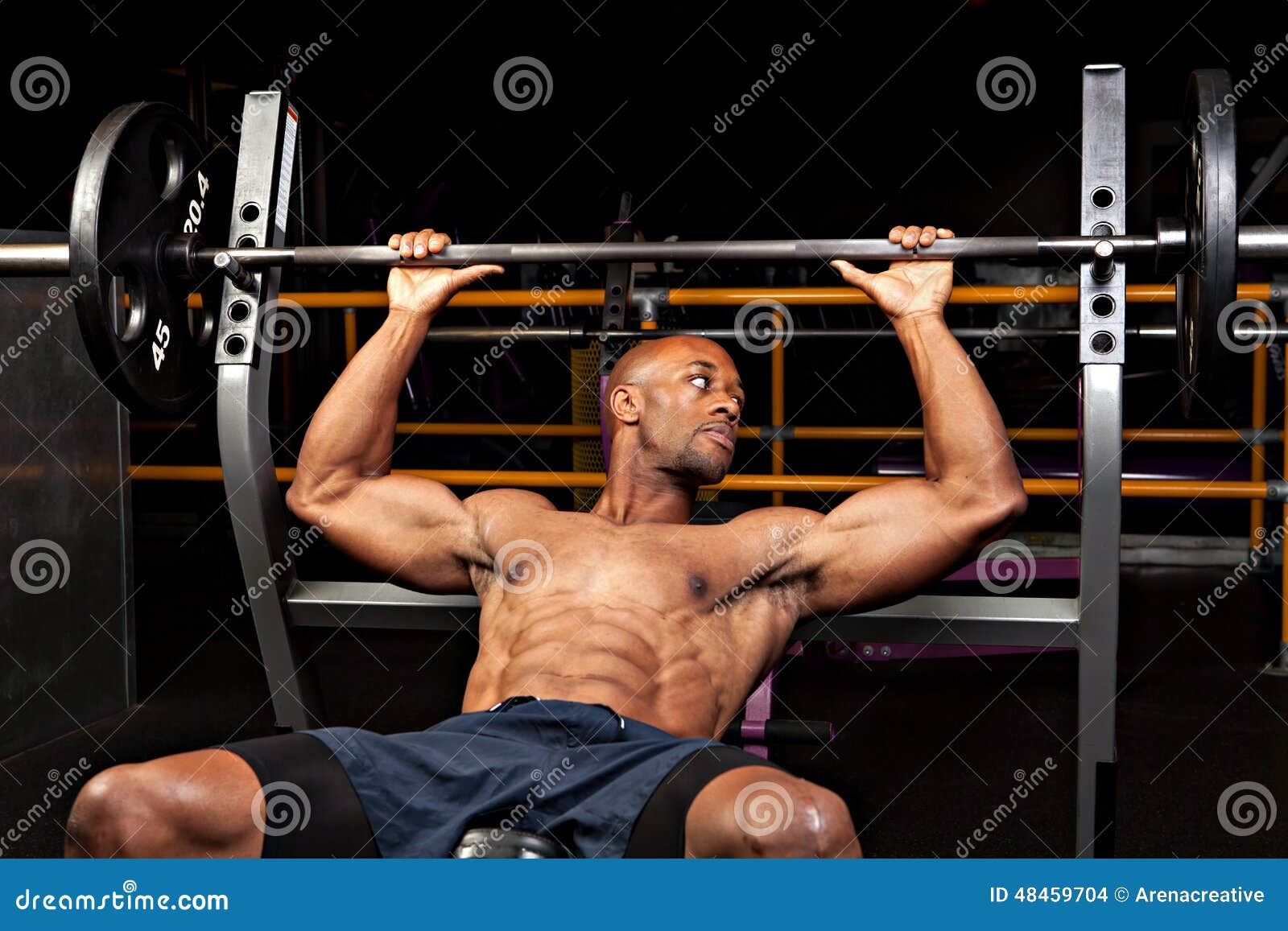 Weight Bench Press stock photo. Image of bodybuilder - 48459704