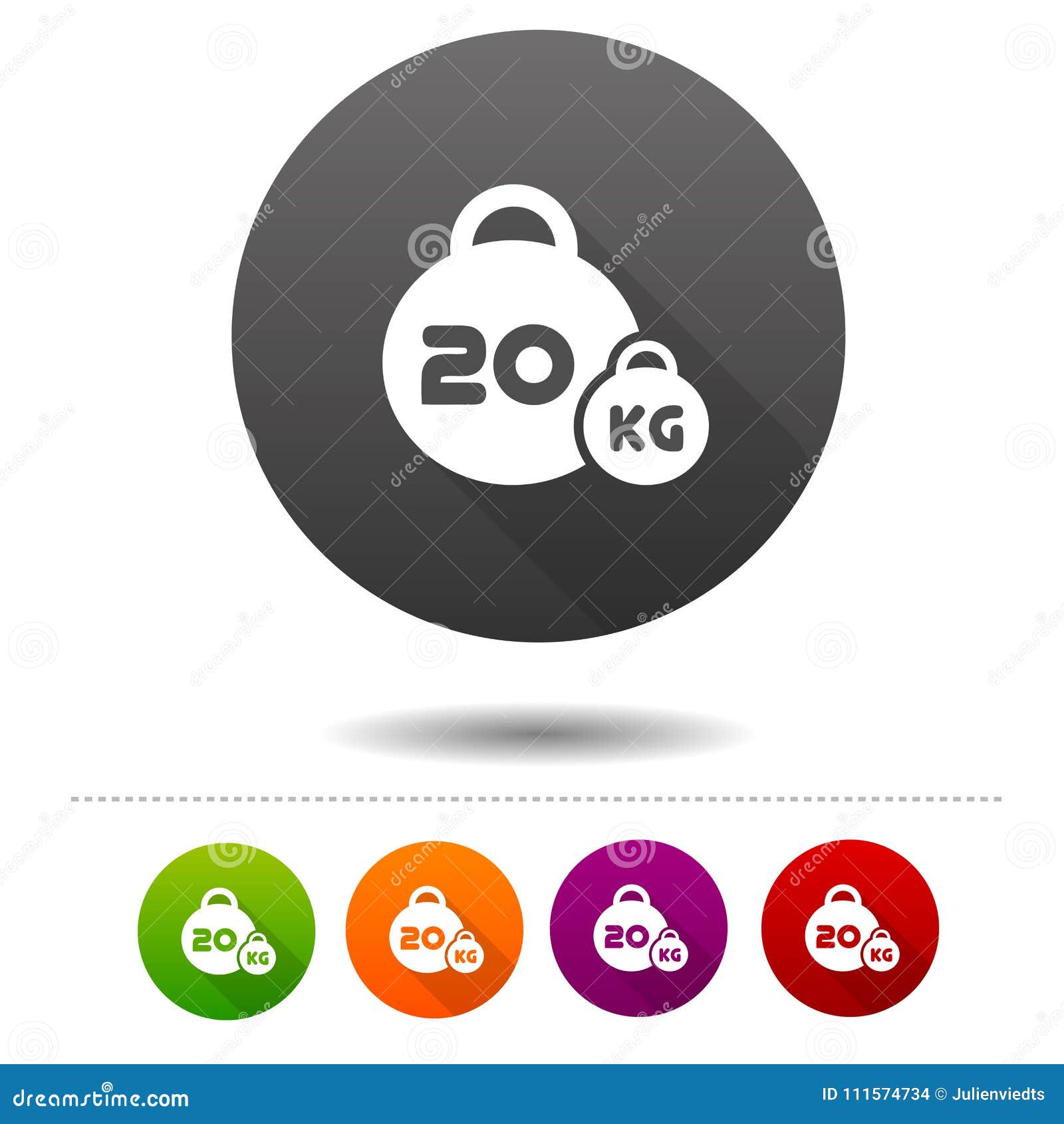 Weight Icon. 20 Kilogram Sport Symbol Sign. Web Button Stock Vector ...