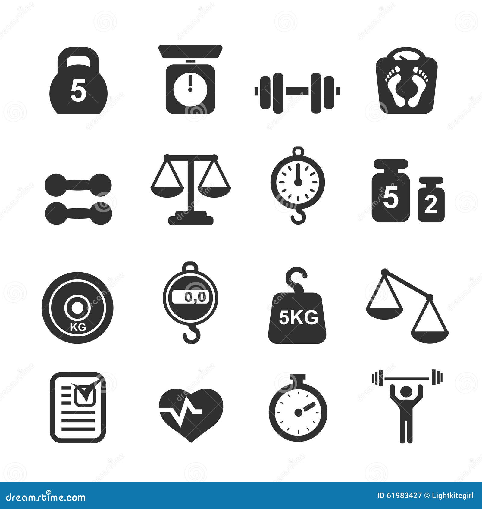 Weight icon set - scales stock vector. Illustration of dumbbells - 61983427