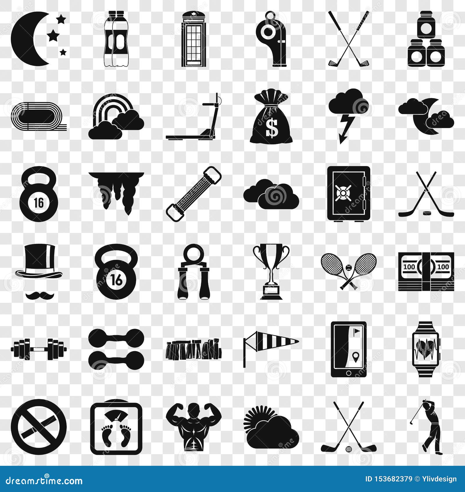 Weight Icons Set, Simple Style Stock Vector - Illustration of athlete ...