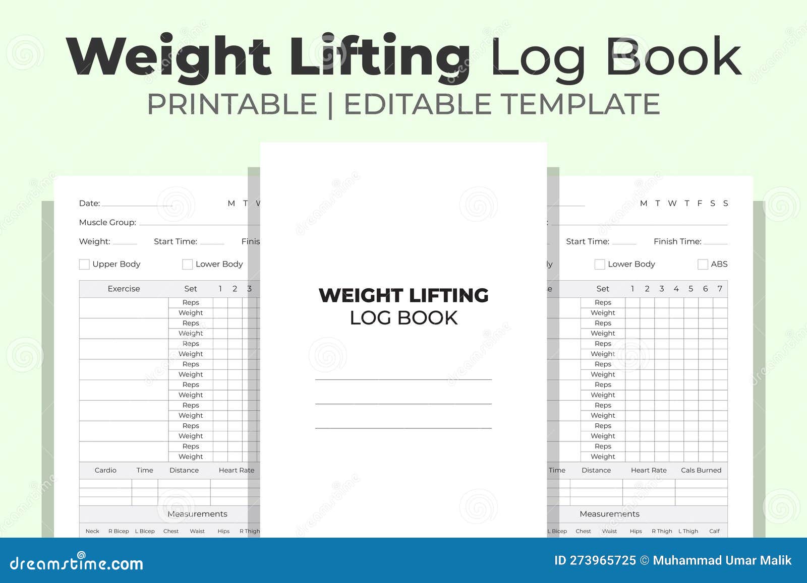Weight Lifting Log Book KDP Interior Stock Vector - Illustration of ...