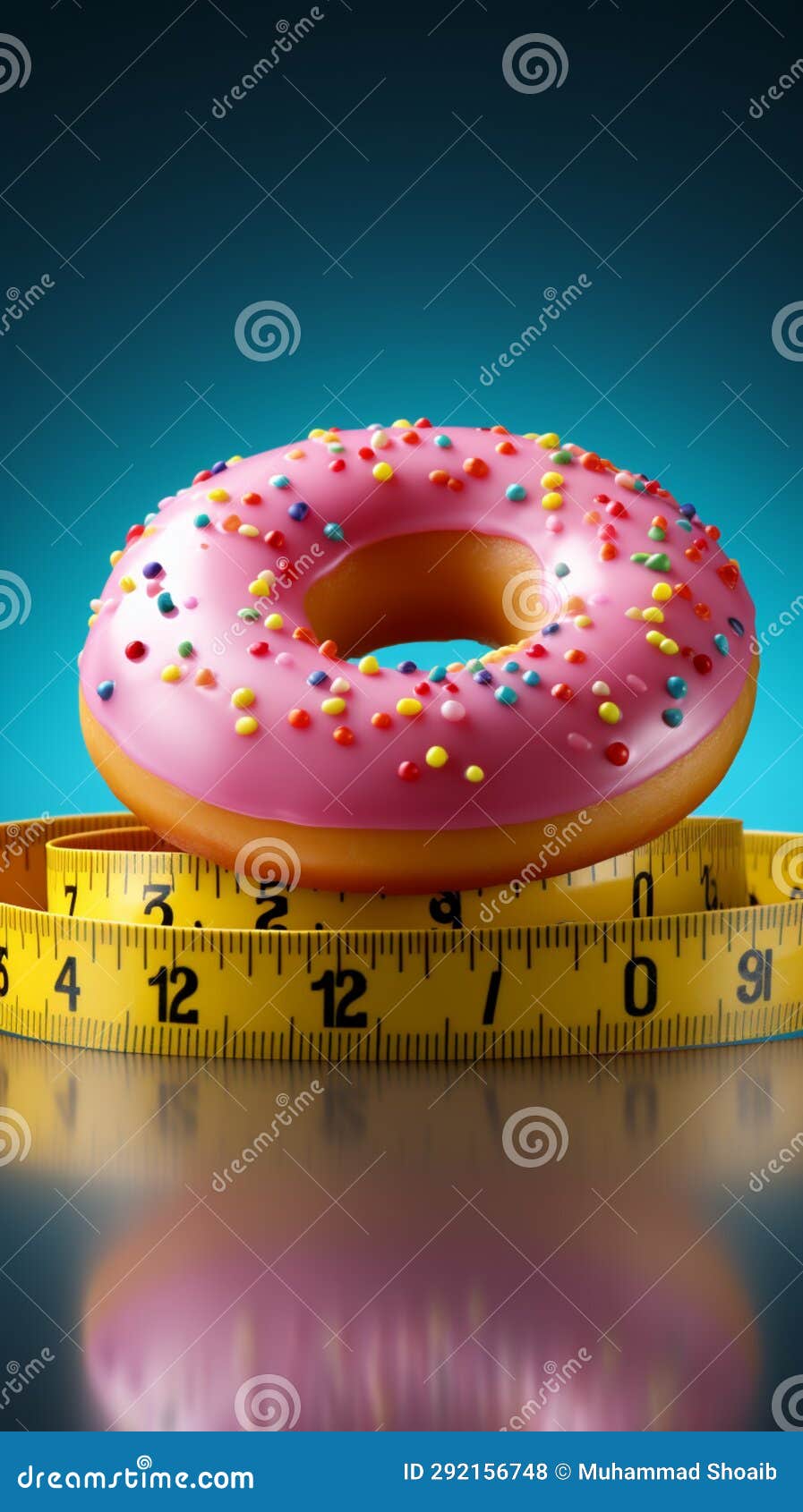 Weight Loss Commitment Donut Constrained by Measuring Tape, Symbolizing ...