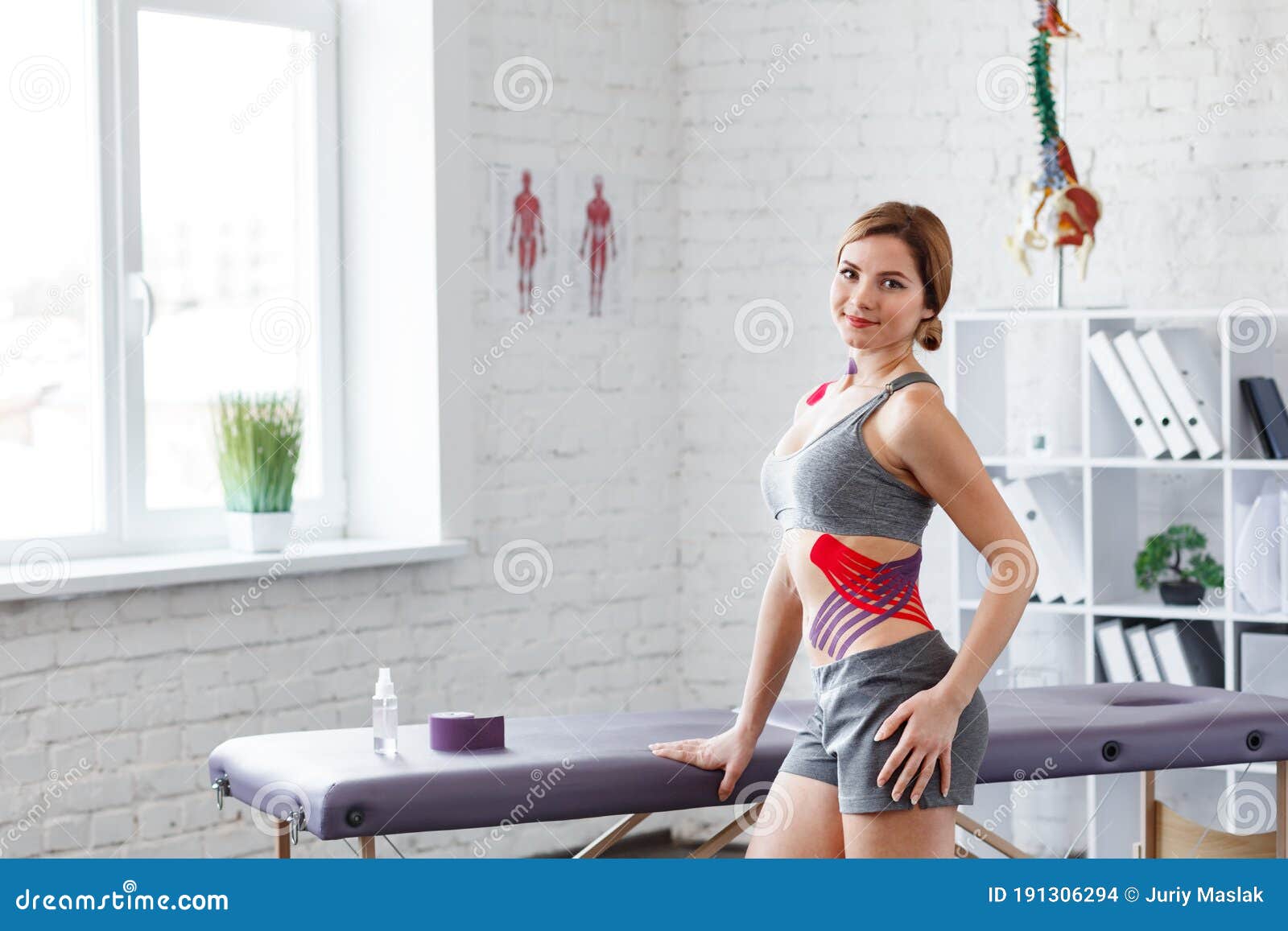 Weight Loss Concept Kinesiology Taping Therapist Applying Kinesiology