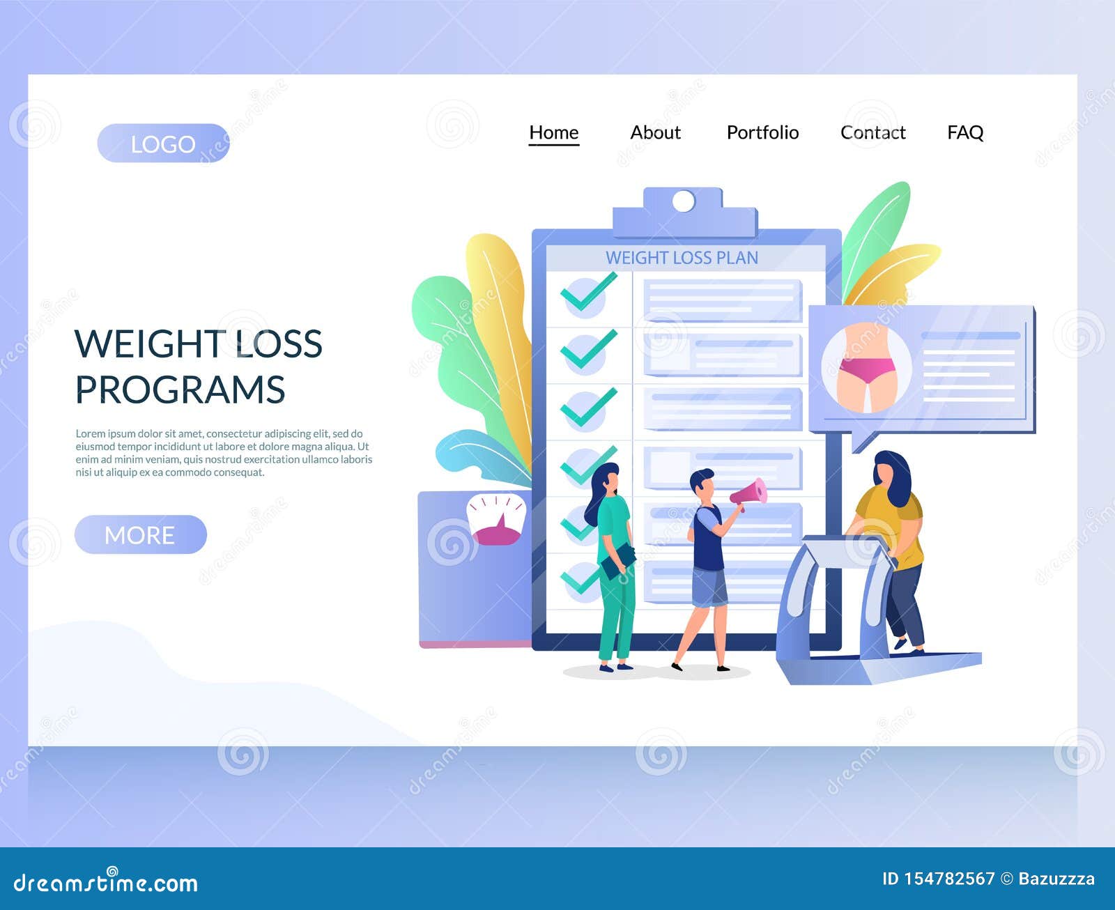 Weight Loss Programs Vector Website Landing Page Design Template Stock ...