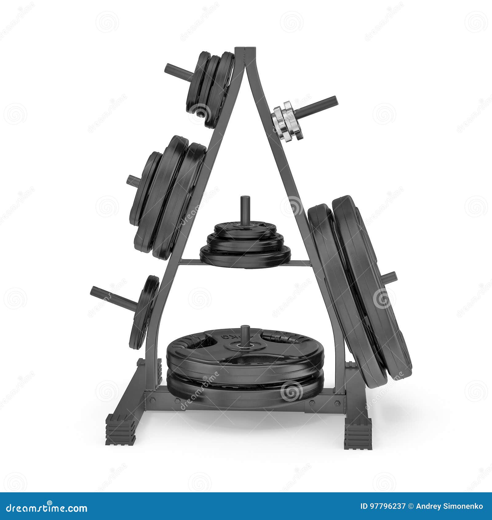 Weight Plate Tree On White. 3D Illustration Stock Illustration ...