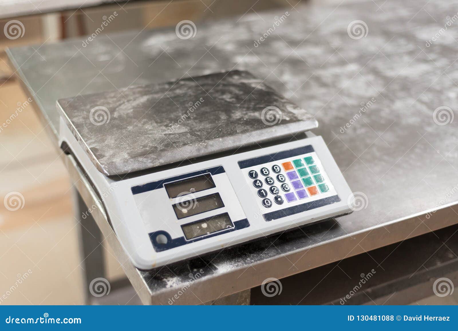 Weight scale in the bakery stock photo. Image of pastry - 130481088