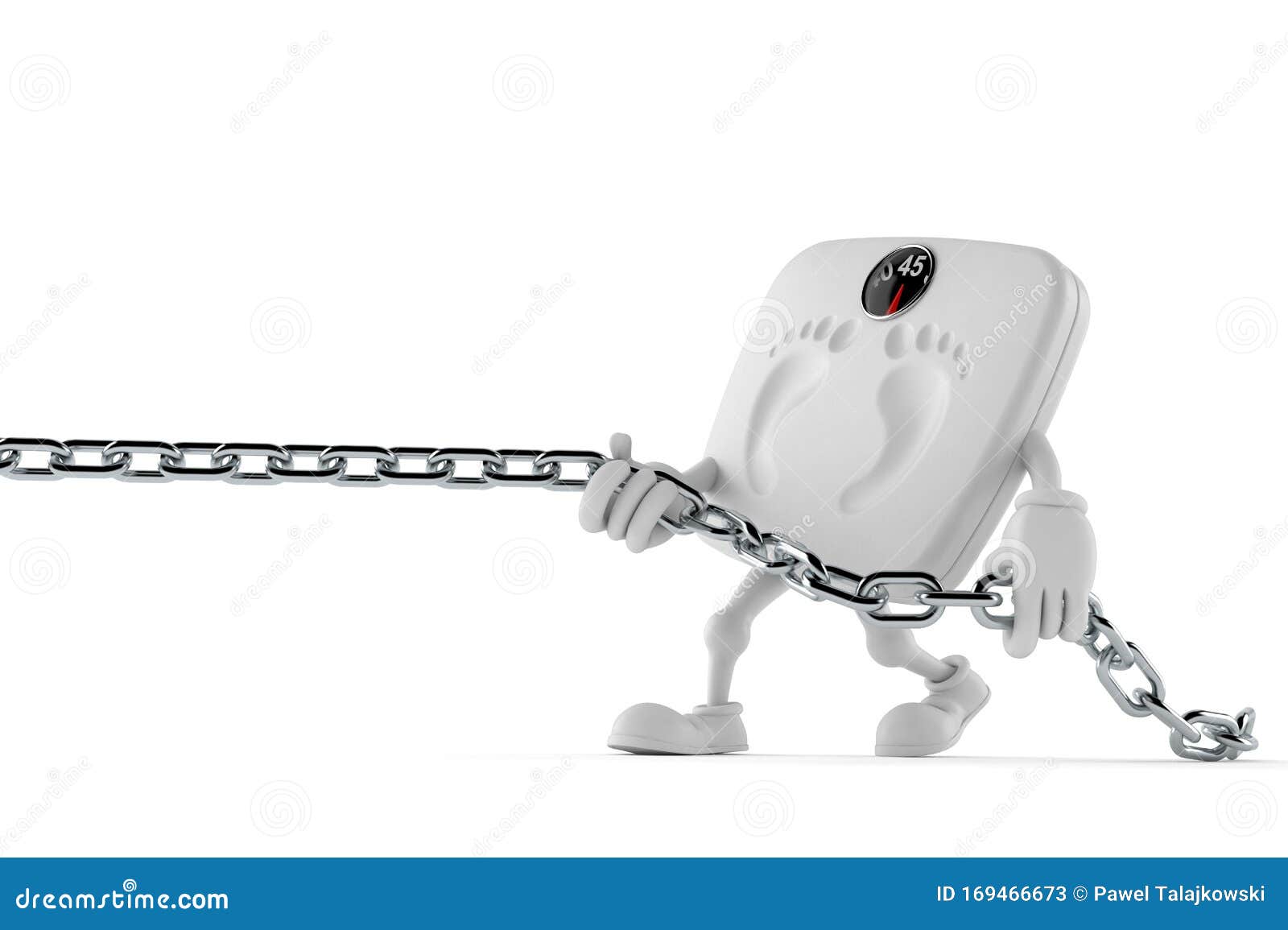 Weight Scale Character Pulling Chain Stock Illustration - Illustration ...