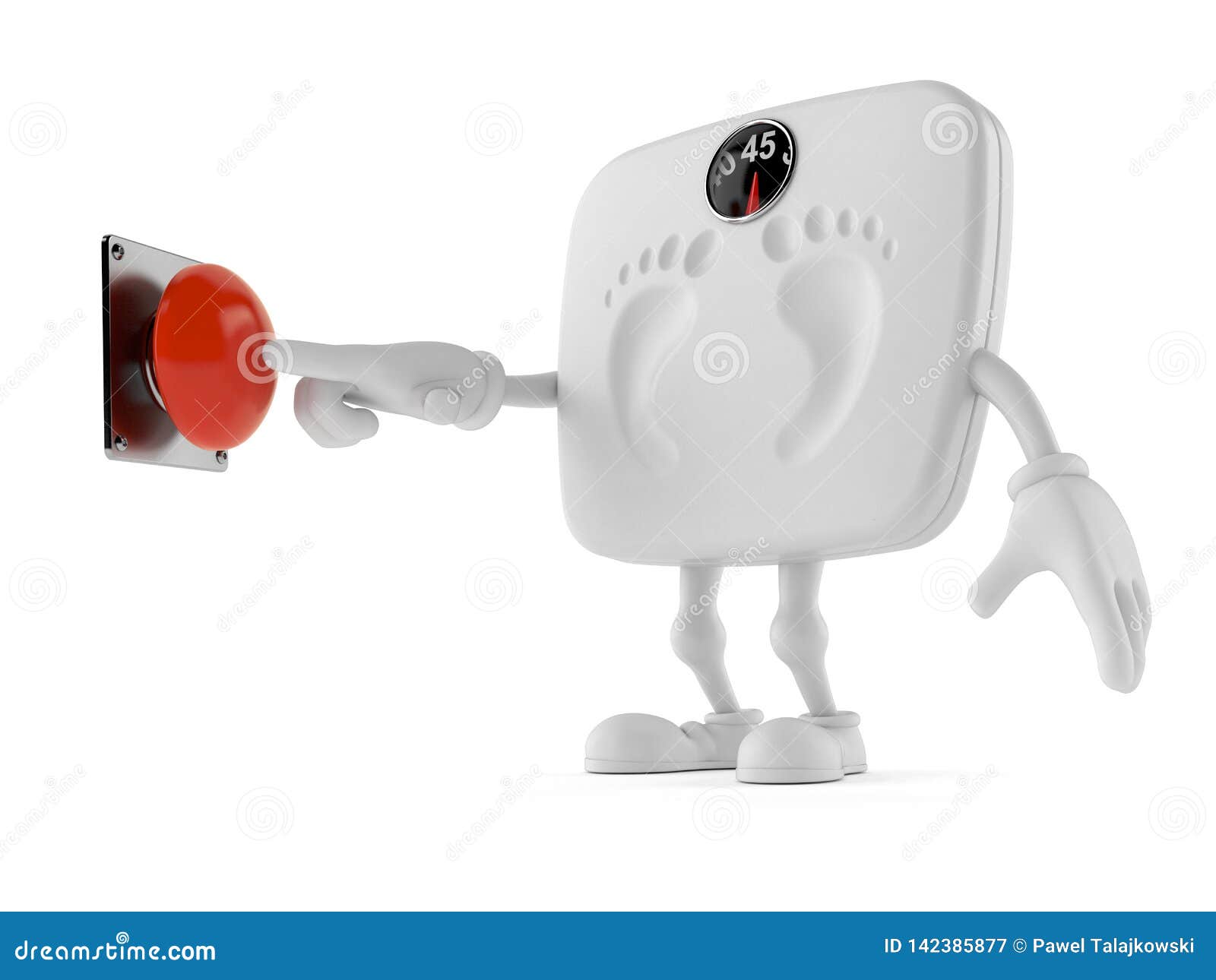 Weight Scale Character Pushing Button Stock Illustration - Illustration ...
