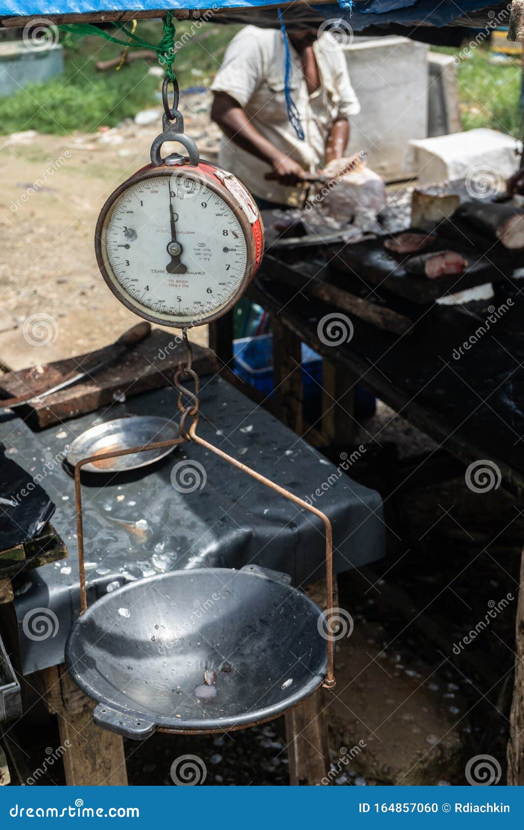 Weight Scale on the Fish Street Market Stock Photo - Image of market ...