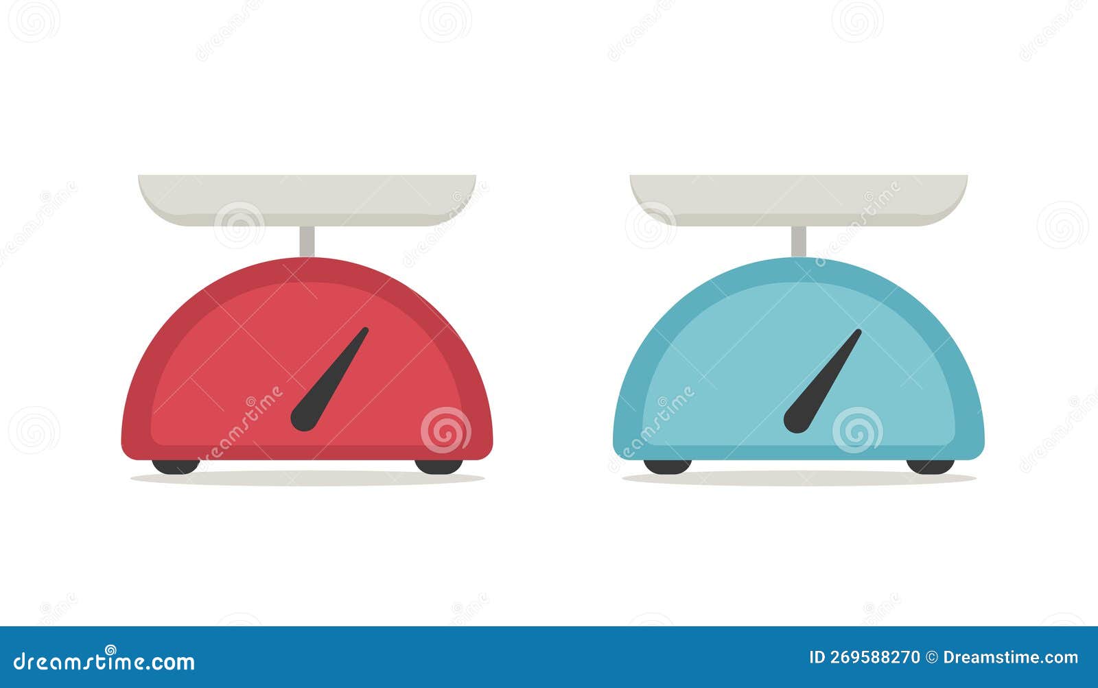 Weight Scale Icon Vector Flat Design, Kitchen Weigh Libra Simple Red Blue Fun Comic Cartoon ...
