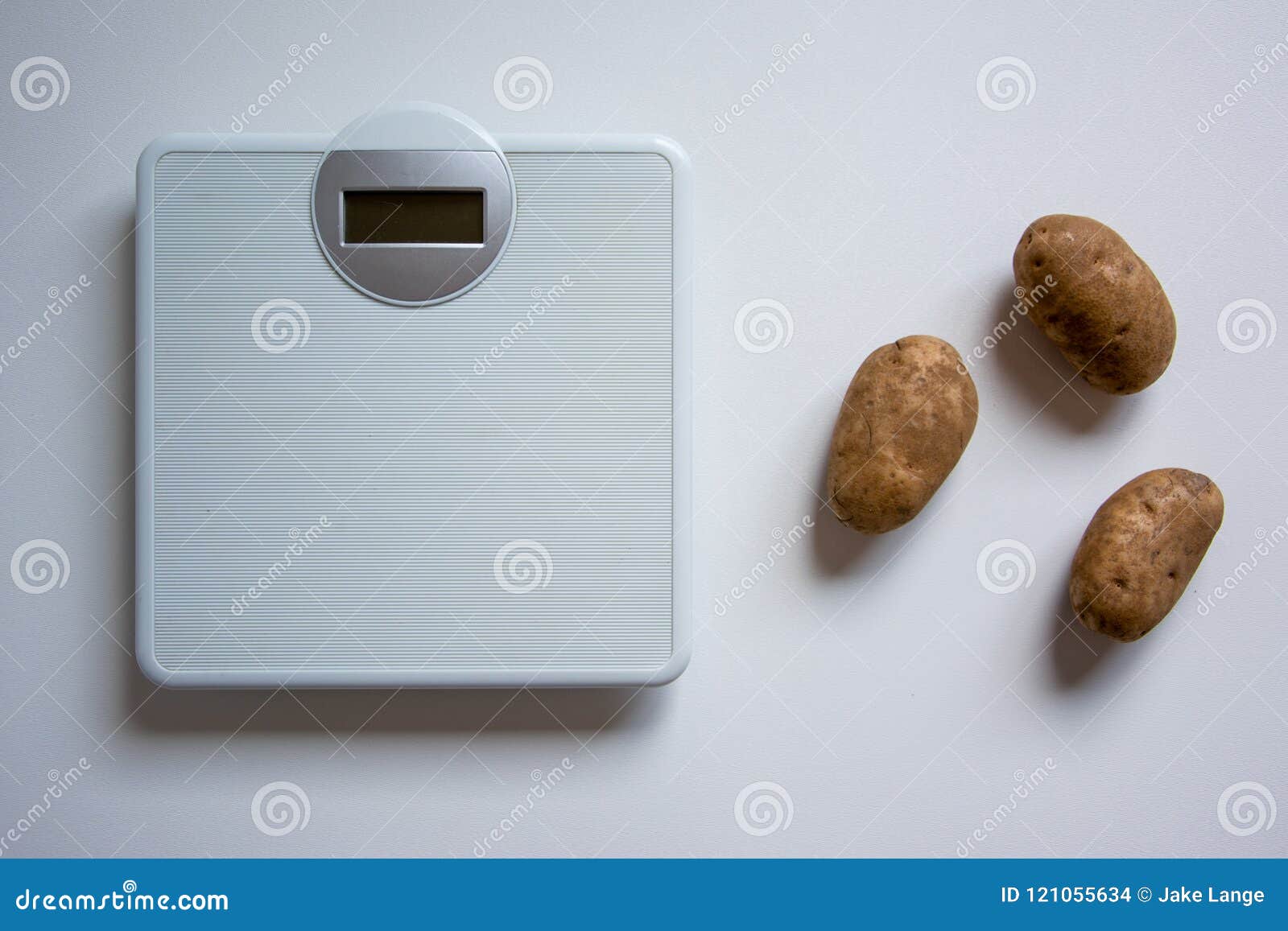 Weight Scale and Three Potatoes Stock Photo - Image of exercise, carbs ...