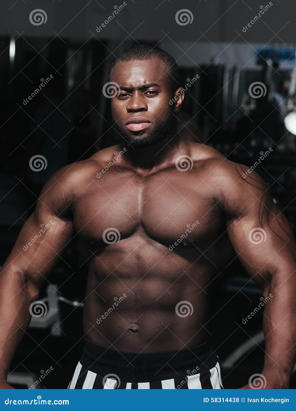 Weight Training African Bodybuilder Portrait Stock Photo - Image of ...