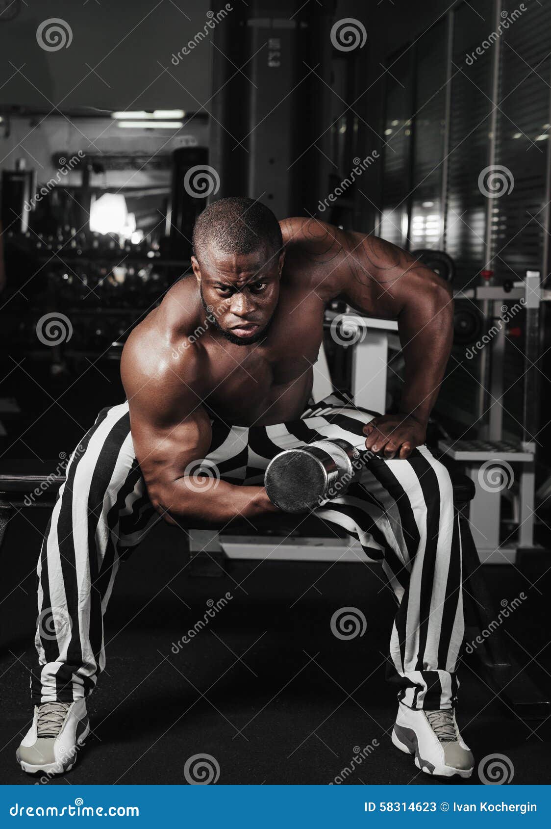 Weight Training African Doing Bodybuilding Stock Image - Image of ...
