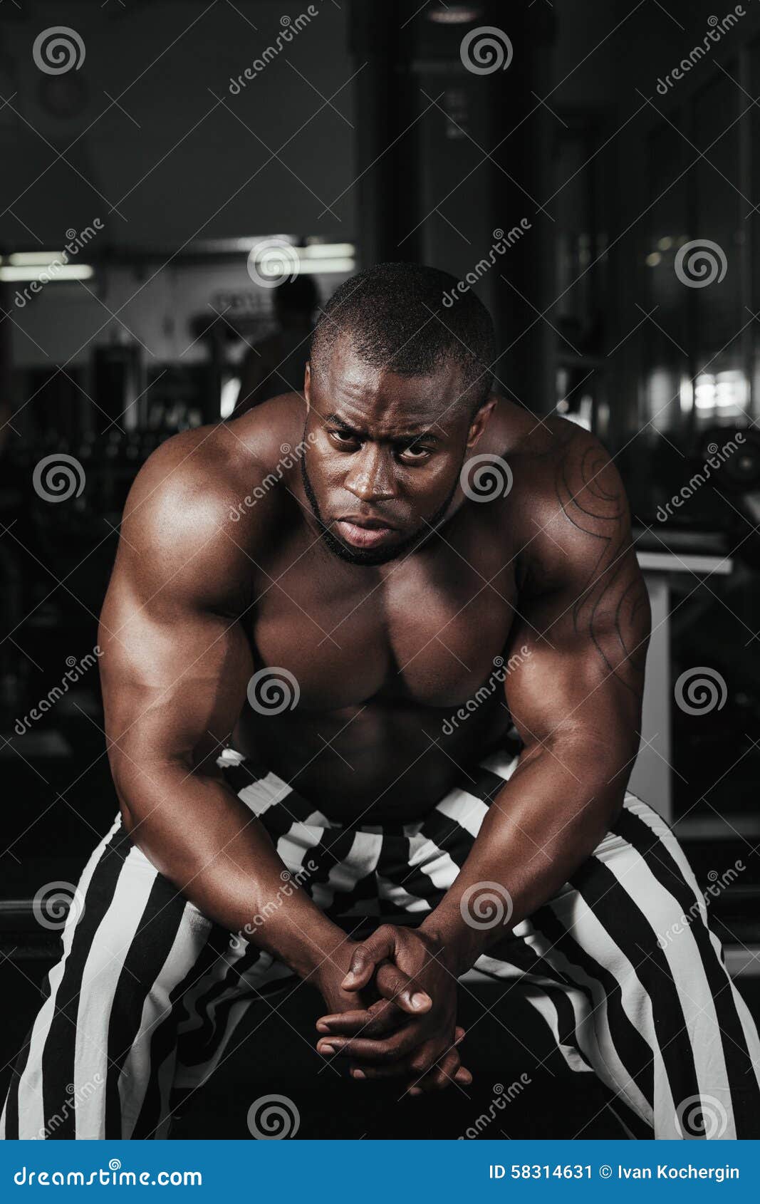 Weight Training African Doing Bodybuilding Stock Image - Image of ...