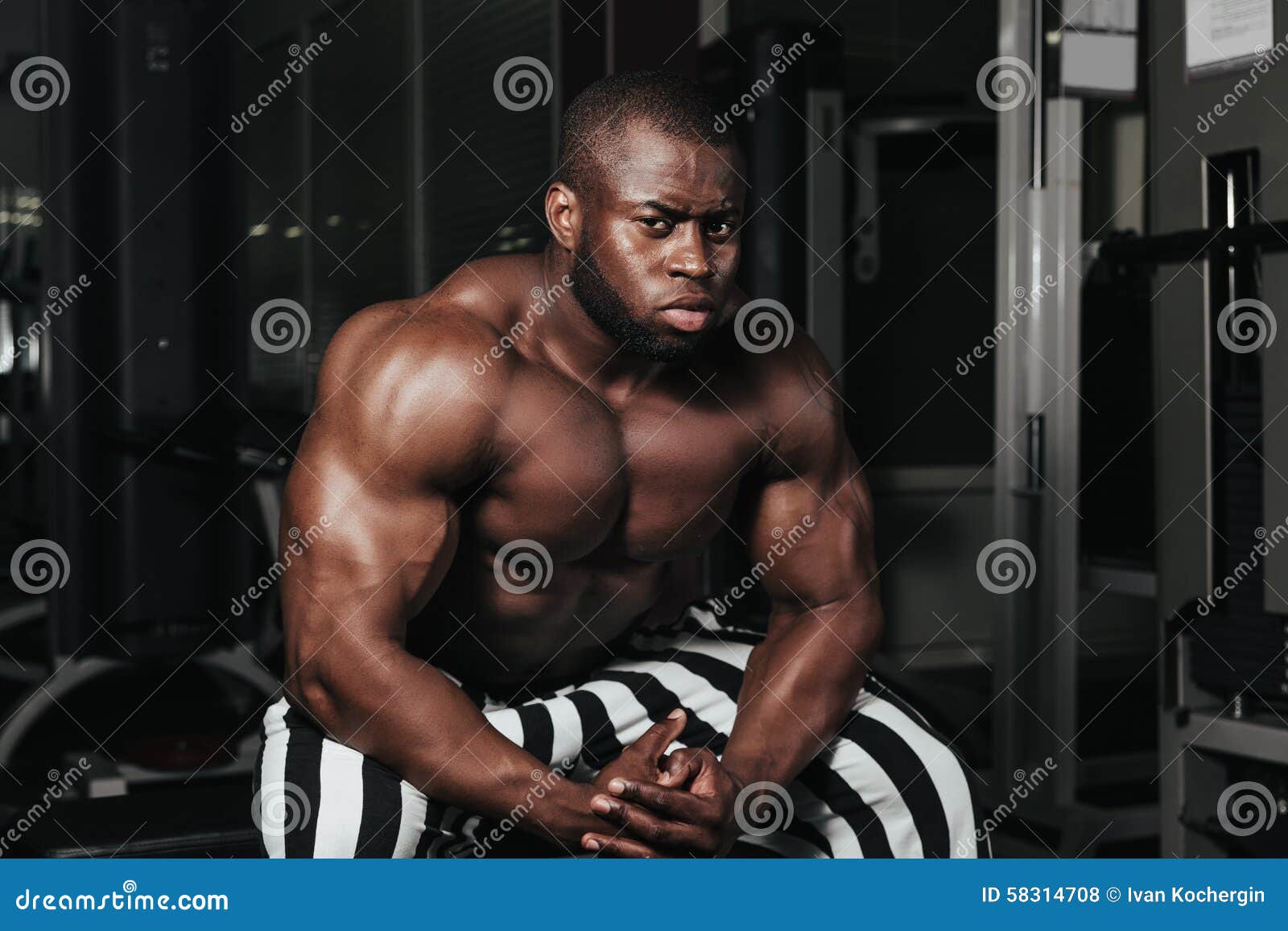 Weight Training African Doing Bodybuilding Stock Photo - Image of dark ...