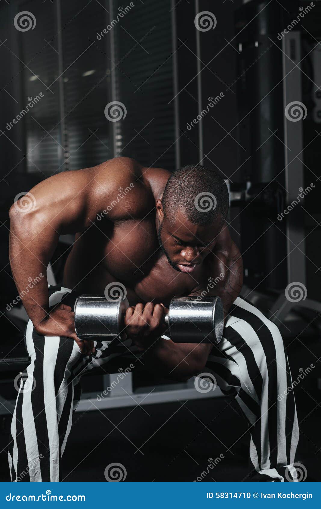 Weight Training African Doing Bodybuilding Stock Photo - Image of shape ...