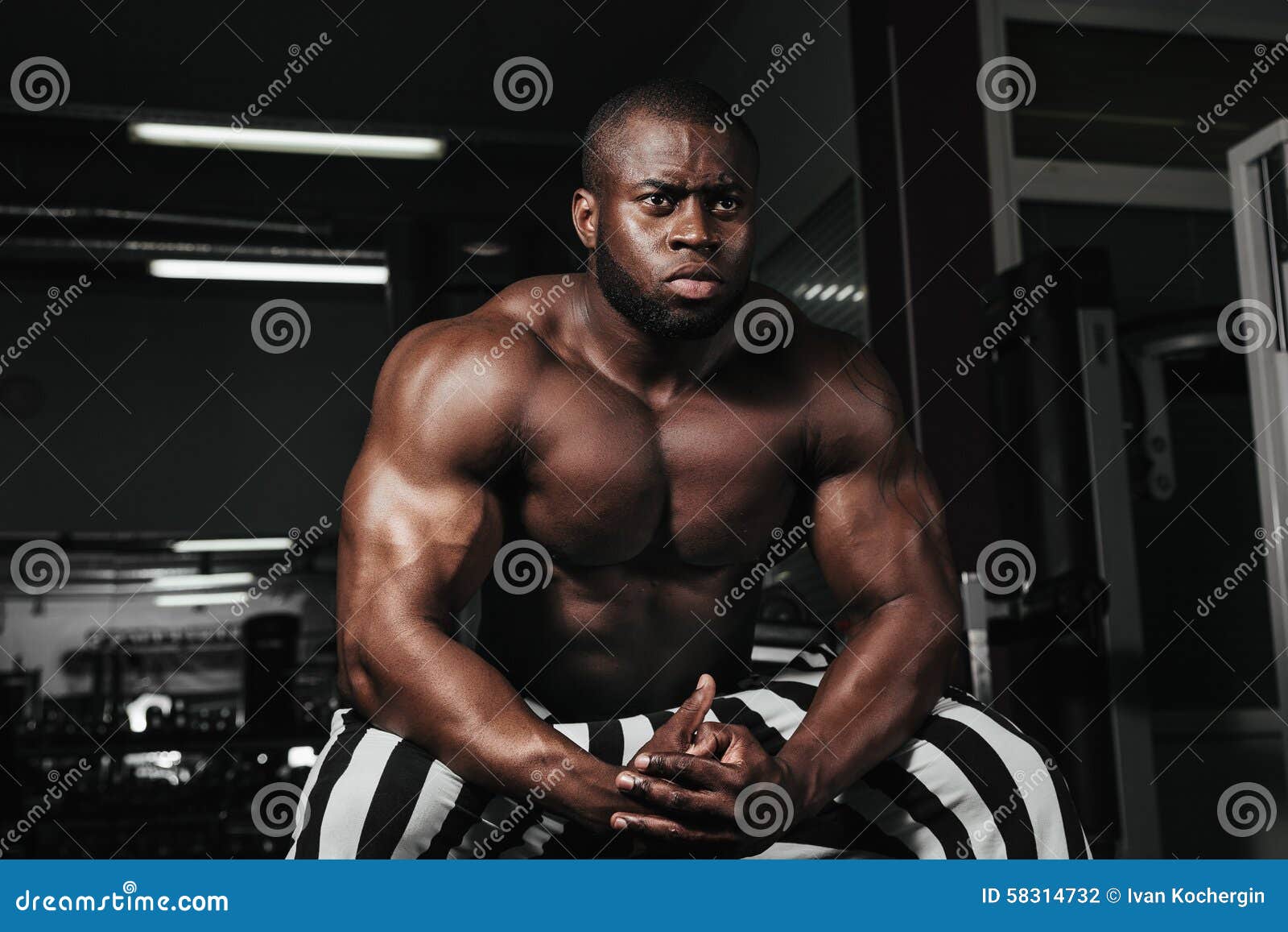 Weight Training African Doing Bodybuilding Stock Photo - Image of ...