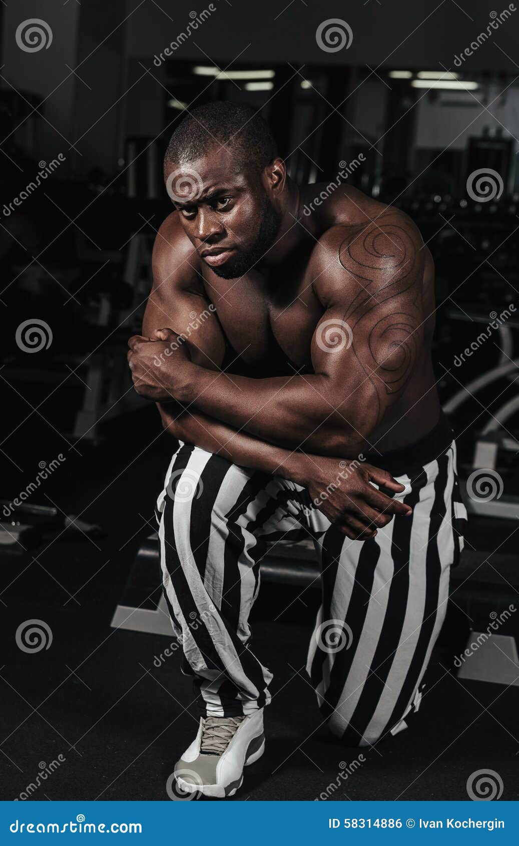 Weight Training African Doing Bodybuilding Stock Photo - Image of ...