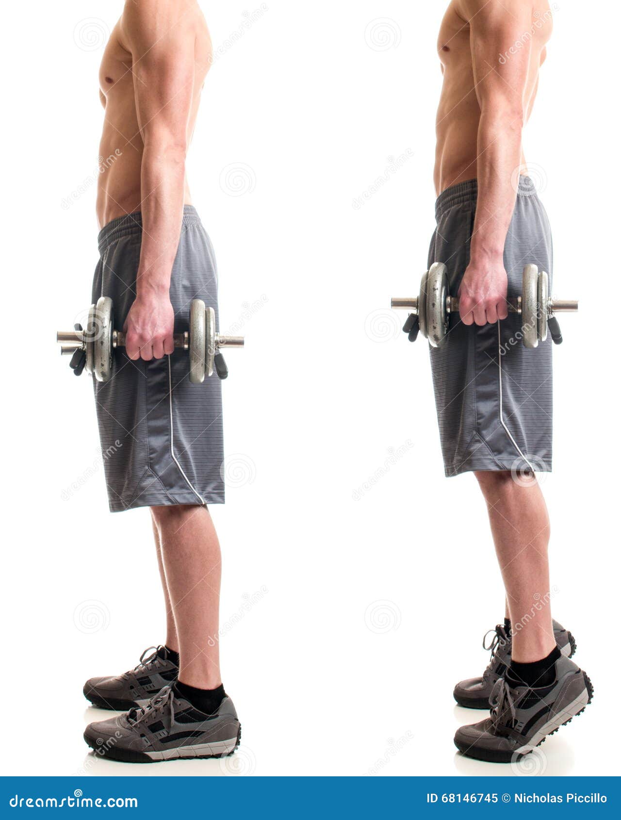 Weighted Calf Raise stock image. Image of dumbbell, workout - 68146745