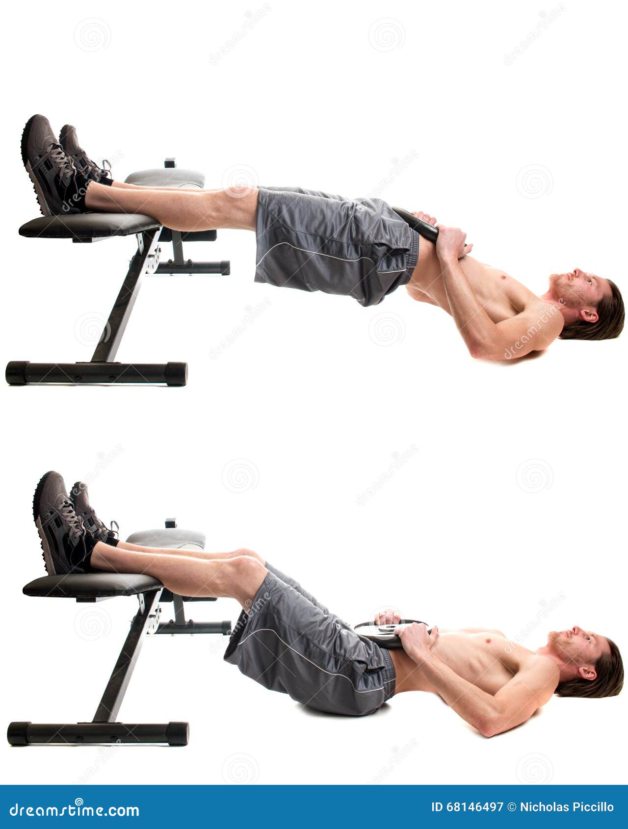 Weighted Hip Raise stock image. Image of attractive, male - 68146497