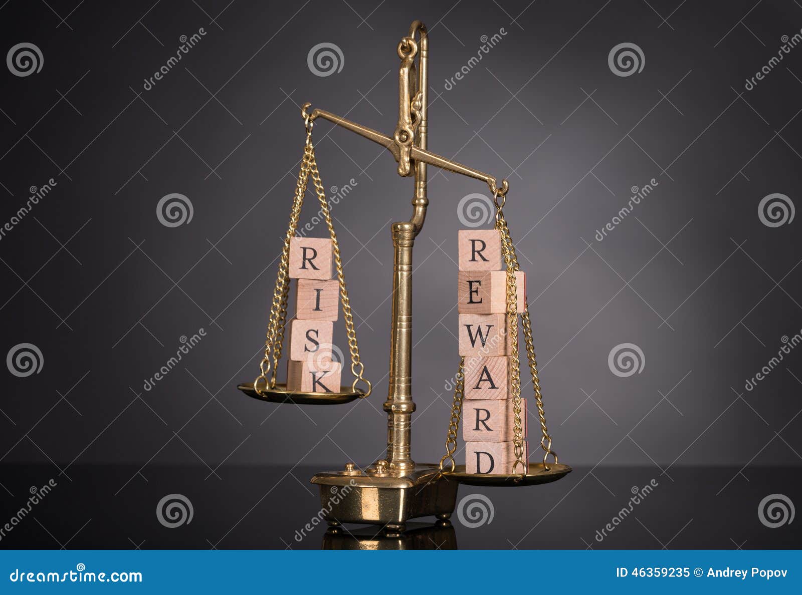Weighting risk and rewards stock image. Image of background - 46359235