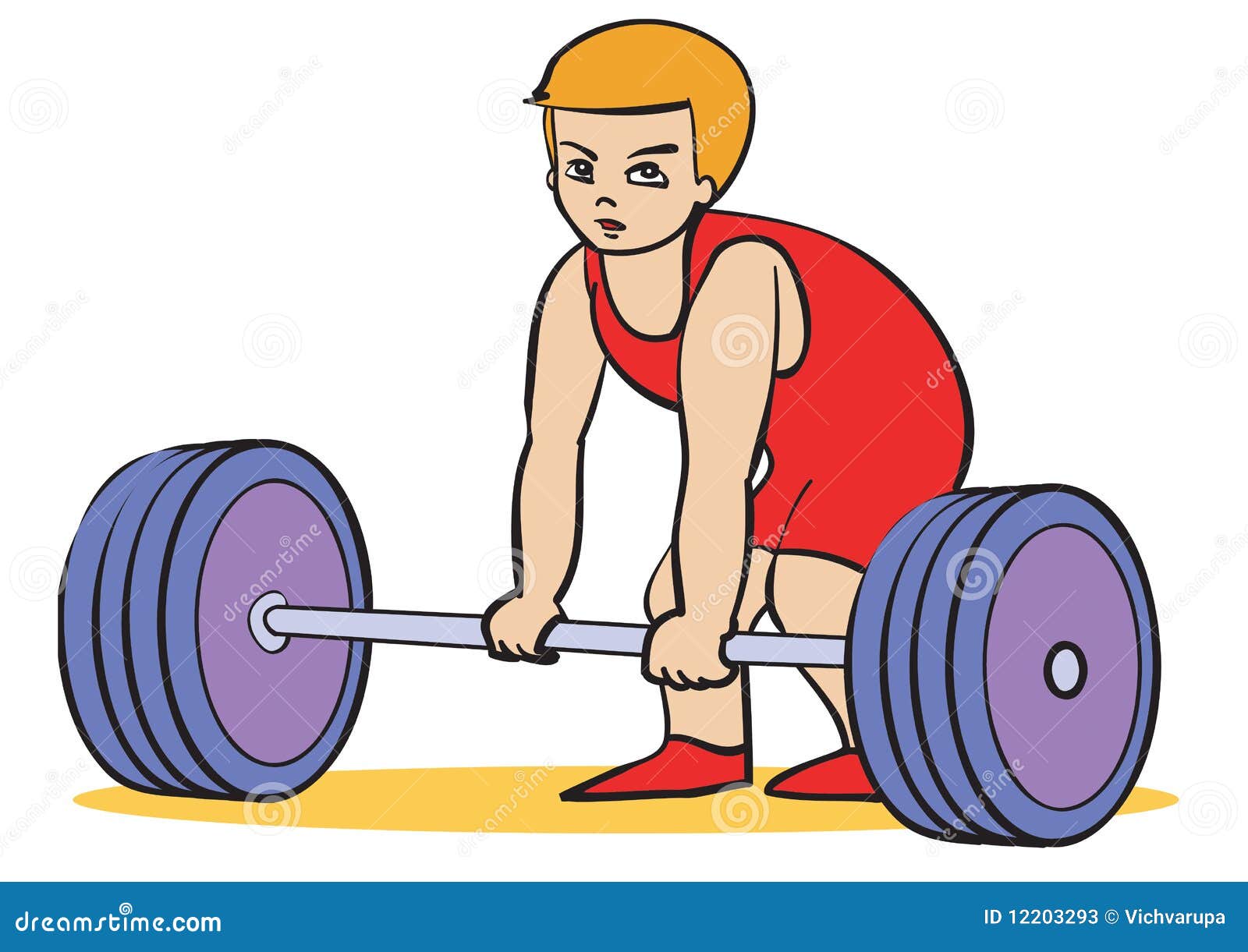 Weightlifter Trying To Lift Heavy Weight Or Barbell, Vector Cartoon ...