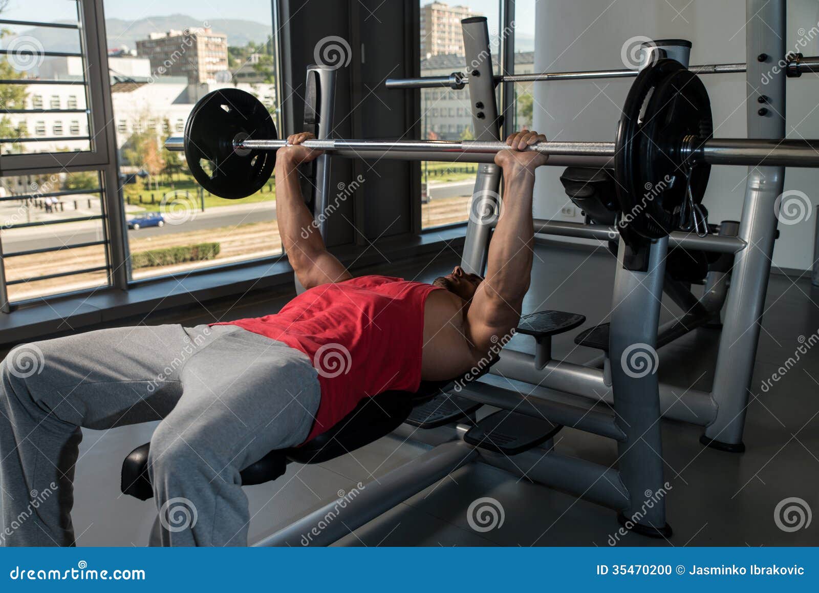 Weightlifter on Benchpress stock photo. Image of lifestyle - 35470200
