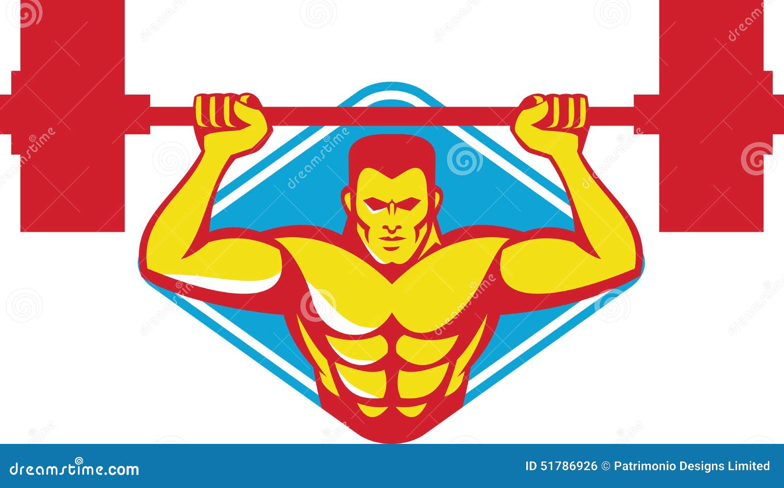 Bodybuilder Lifting Dumbbell Retro Cartoon Vector | CartoonDealer.com ...