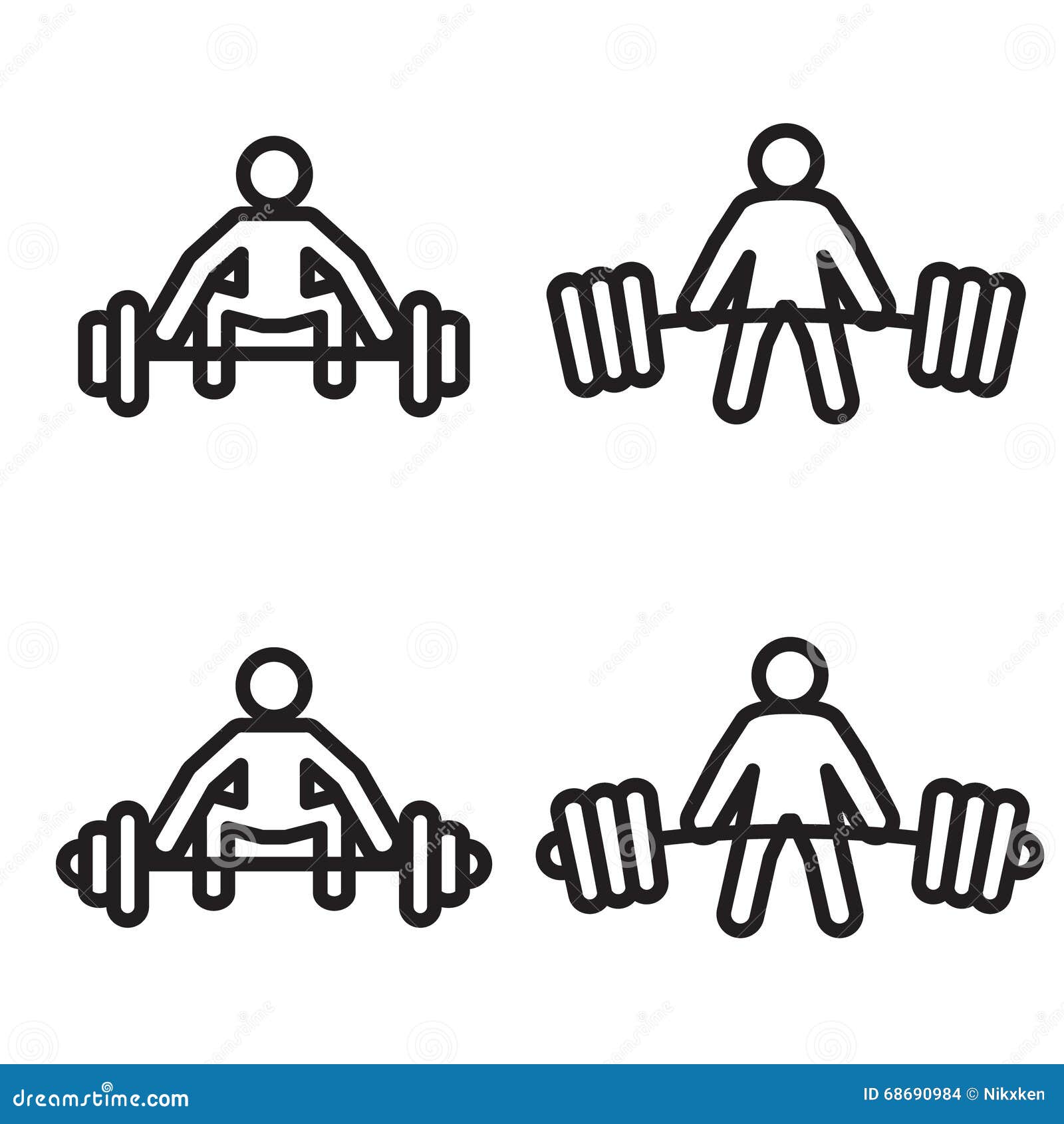 Weightlifting Deadlift Icon in Four Variations. Vector Illustration ...