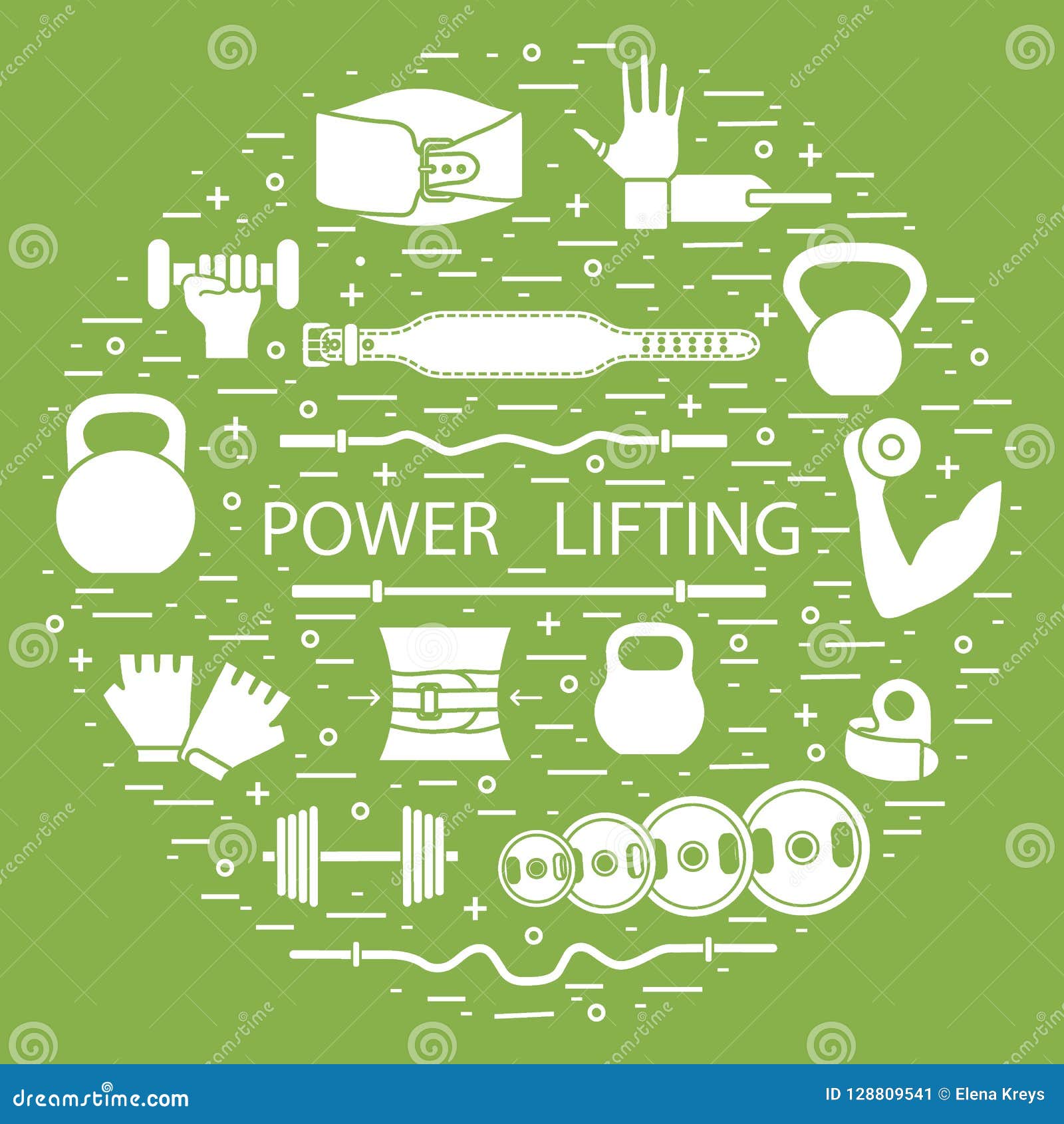 Weightlifting Training Objects Arranged in a Circle. Stock Vector ...