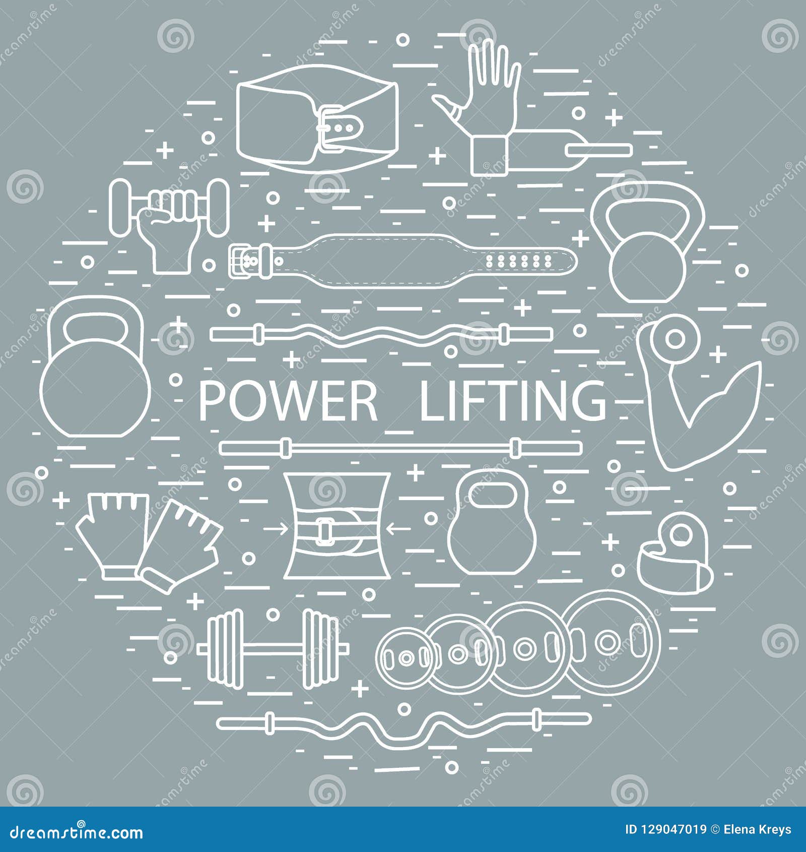 Weightlifting Training Objects Arranged in a Circle. Stock Vector ...