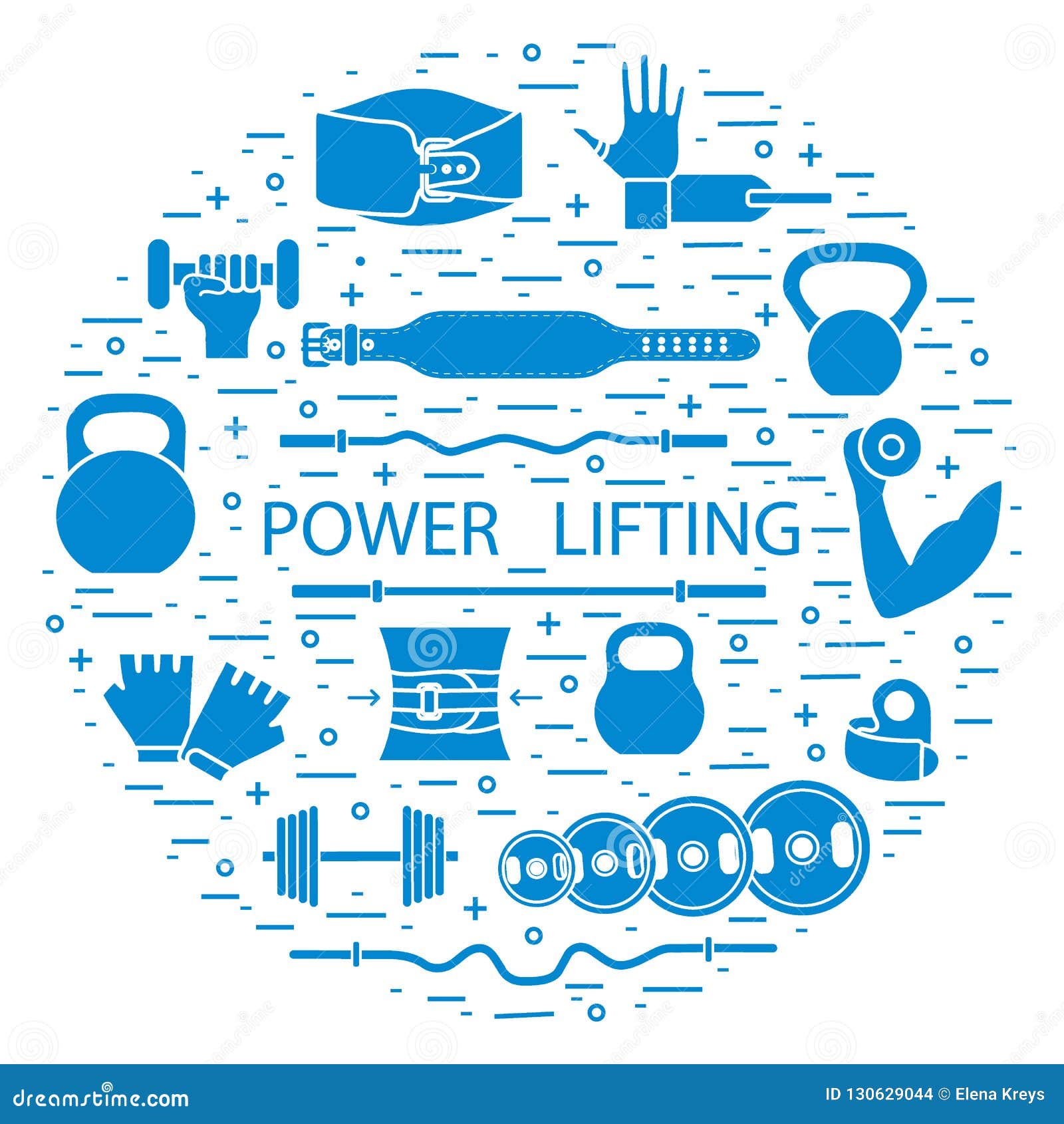 Weightlifting Training Objects Arranged in a Circle. Stock Vector ...