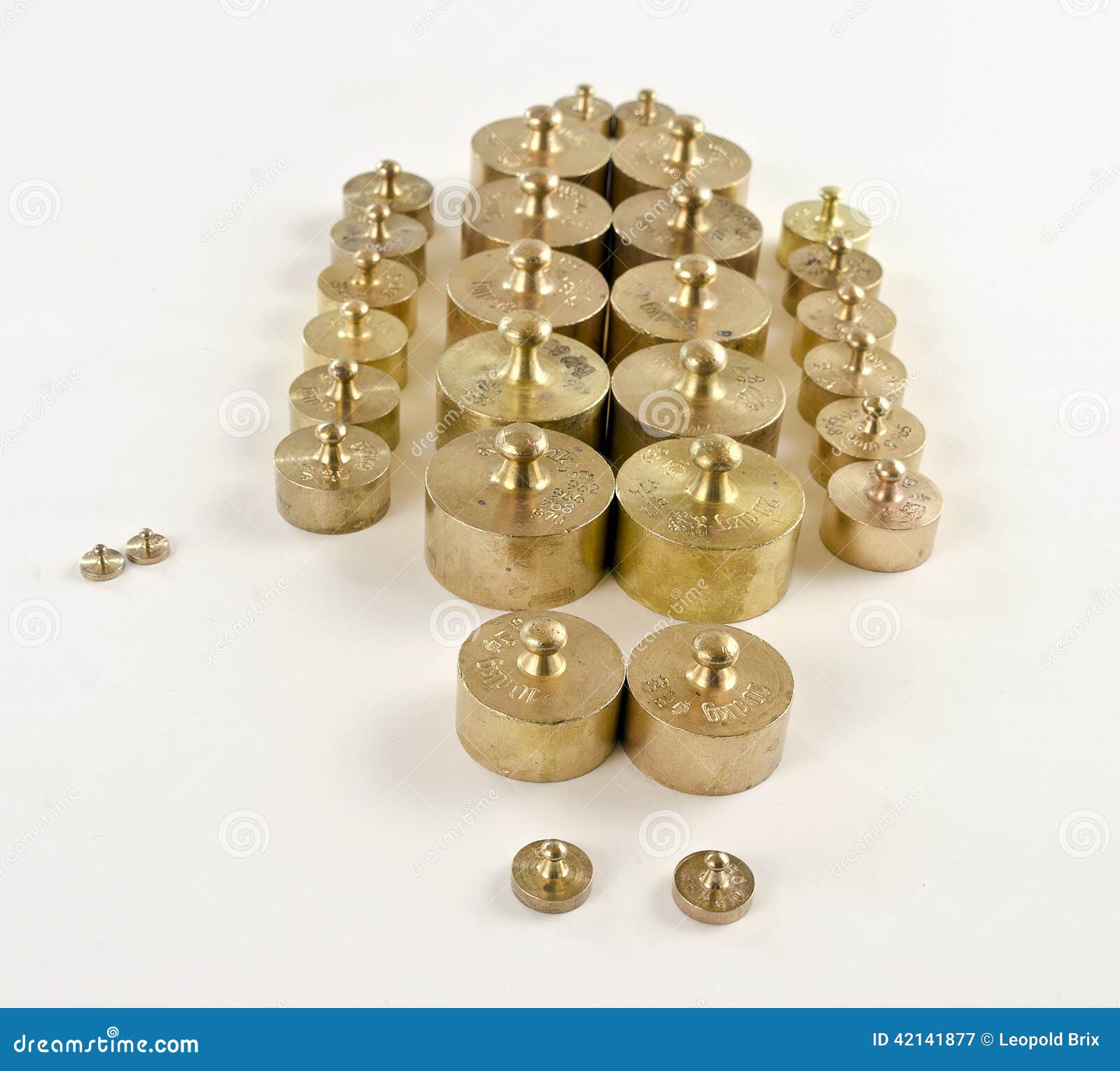Weights made from brass stock image. Image of gauged - 42141877