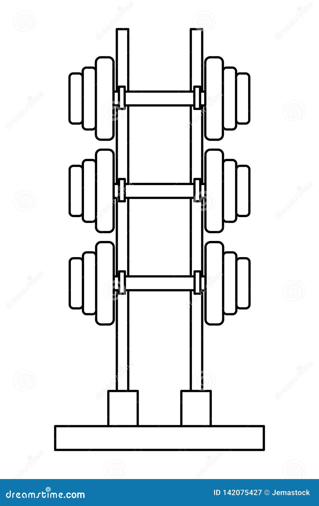 Weights on rack stock vector. Illustration of isolated - 142075427