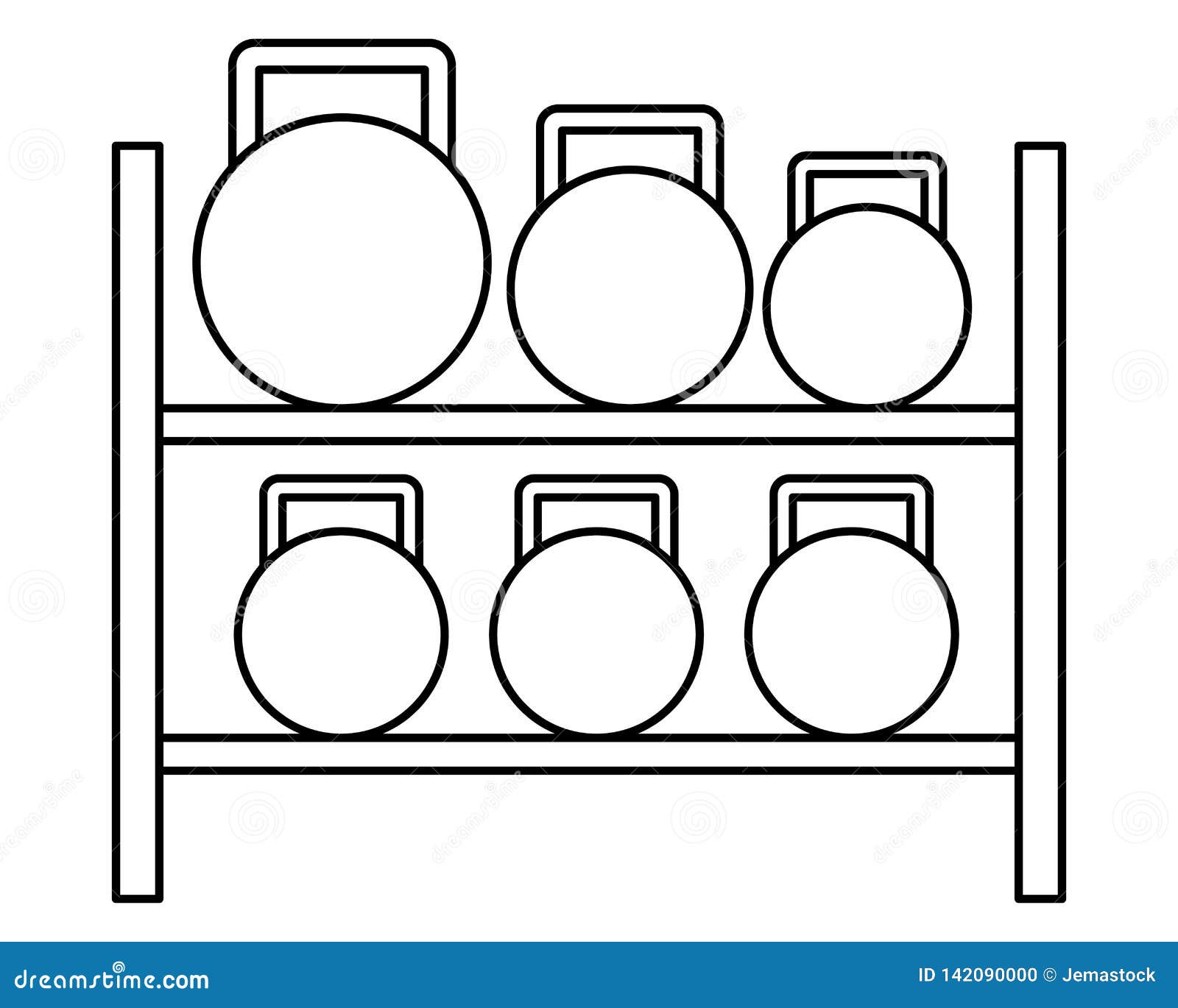 Weights on rack stock vector. Illustration of indoors - 142090000