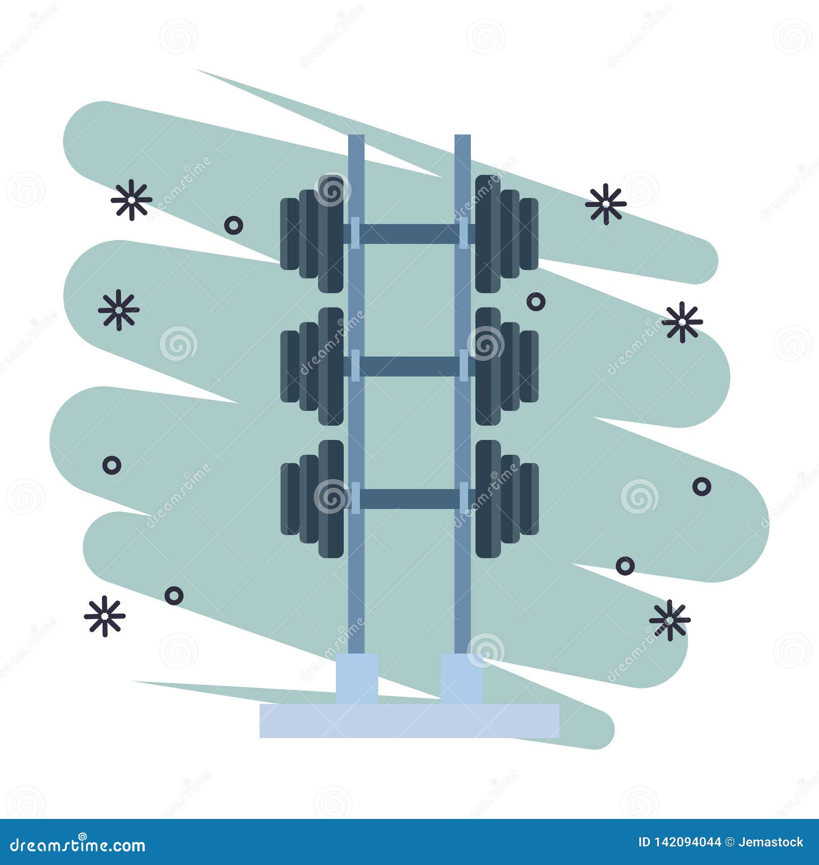 Weights on rack stock vector. Illustration of power - 142094044