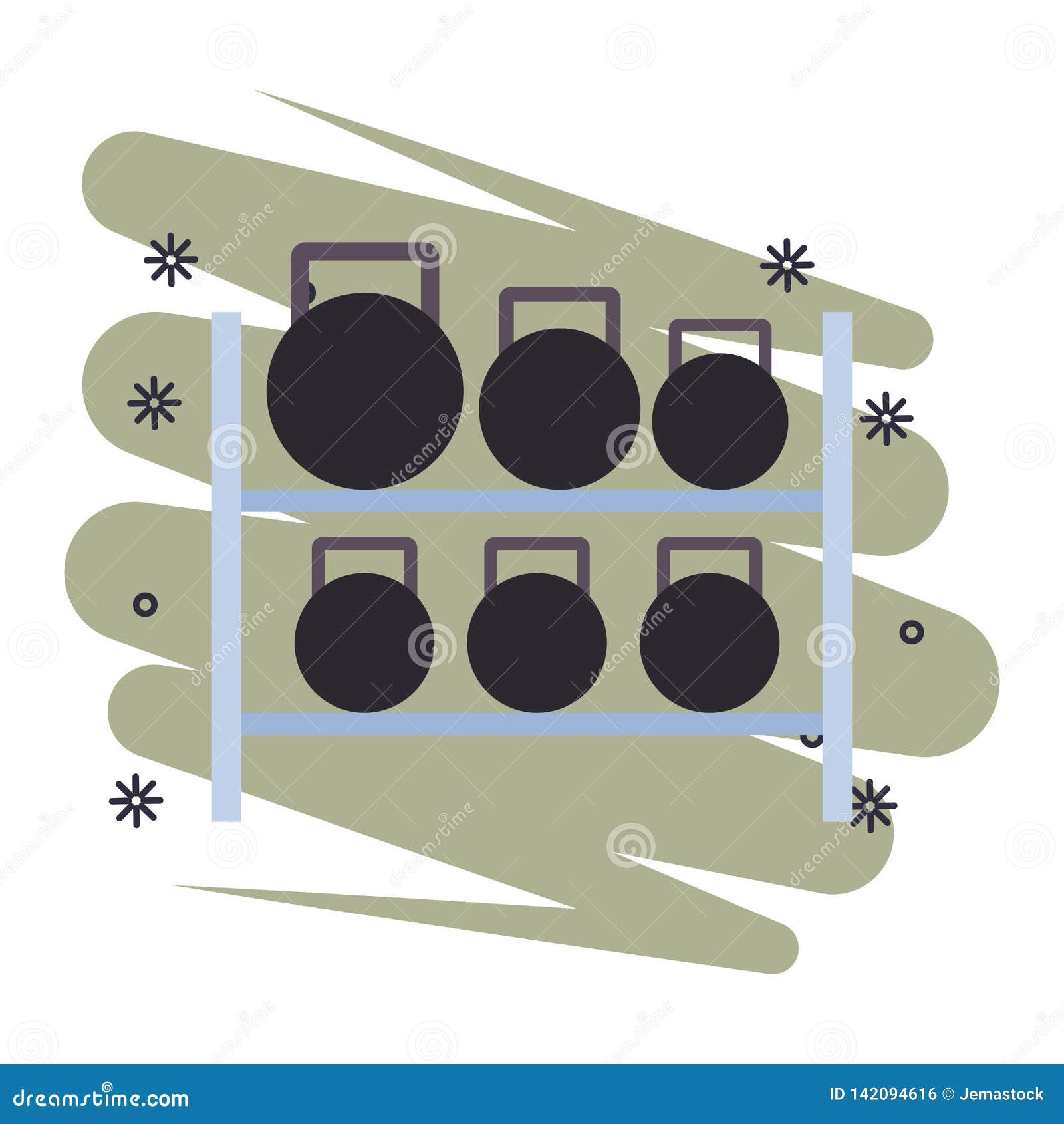 Weights on rack stock vector. Illustration of active - 142094616