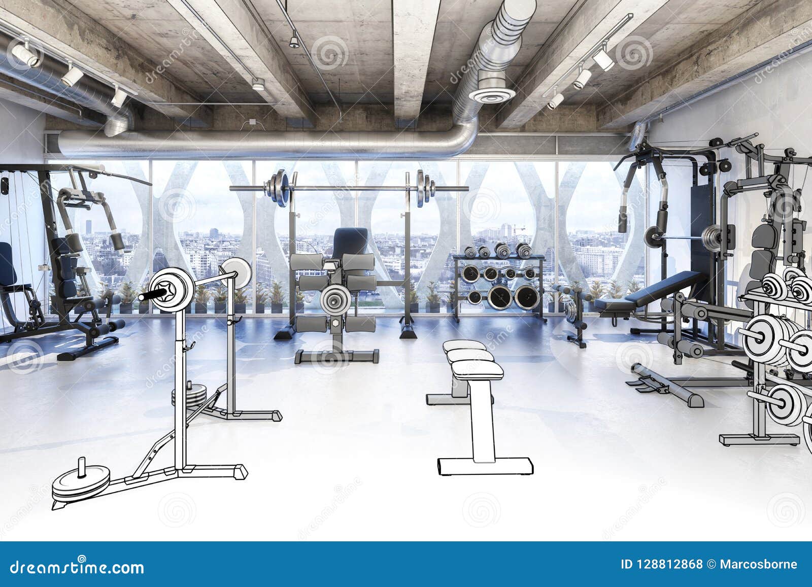 Weights Room Design Project Stock Illustration - Illustration of ...