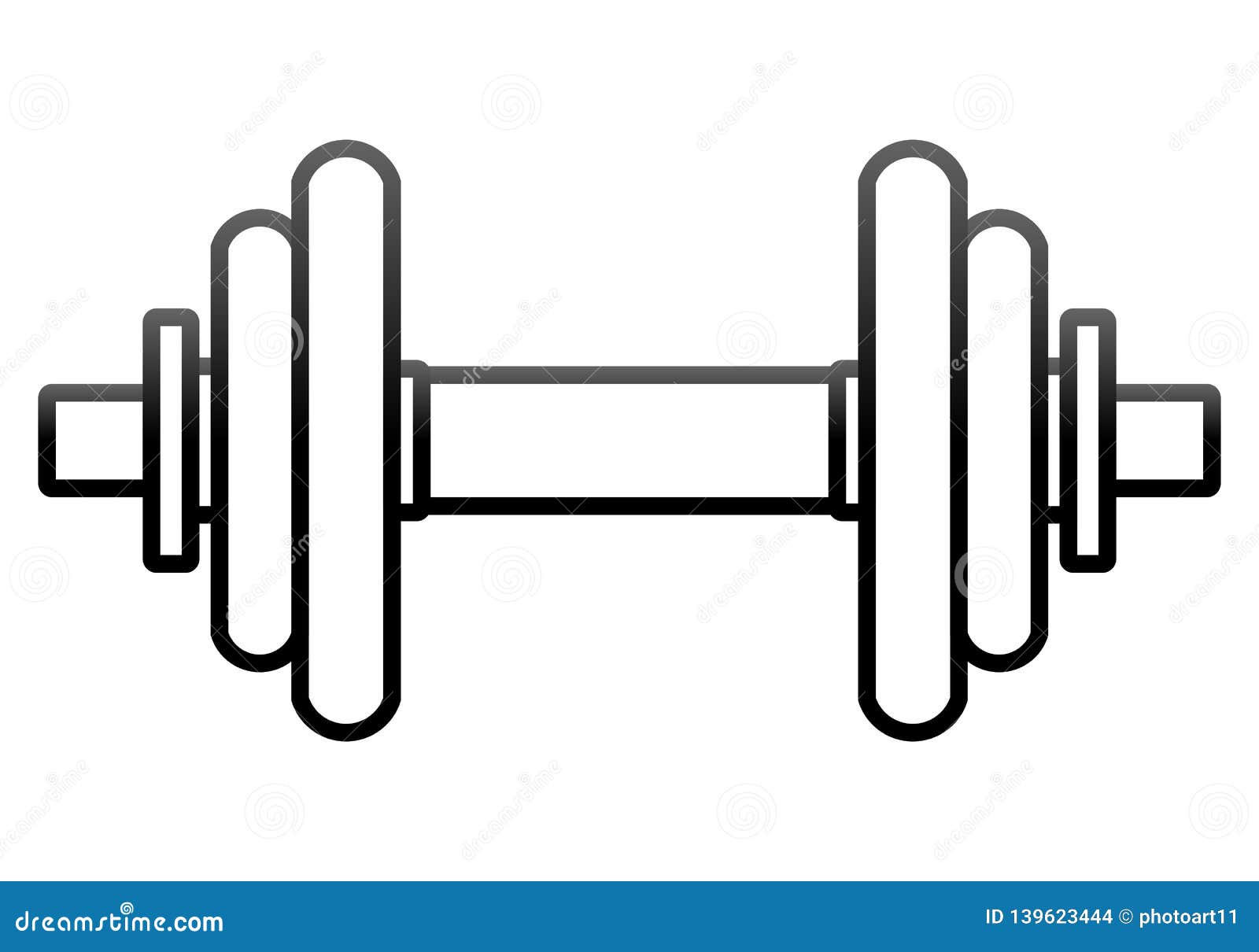 Weights Symbol Icon - Black Gradient Realistic Dumbbell Outline ...