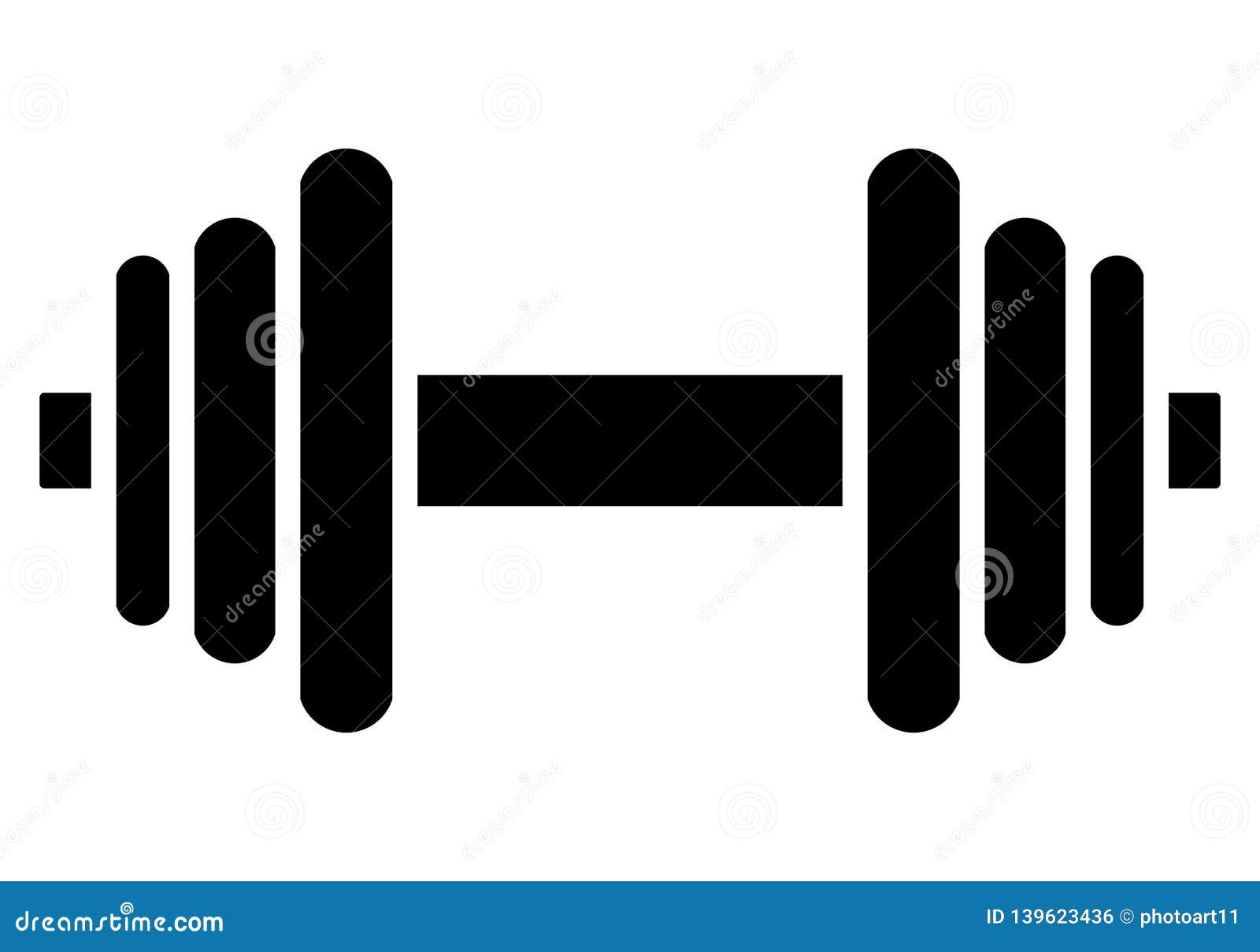 Weights Symbol Icon - Black Realistic Dumbbell Silhouette, Isolated ...