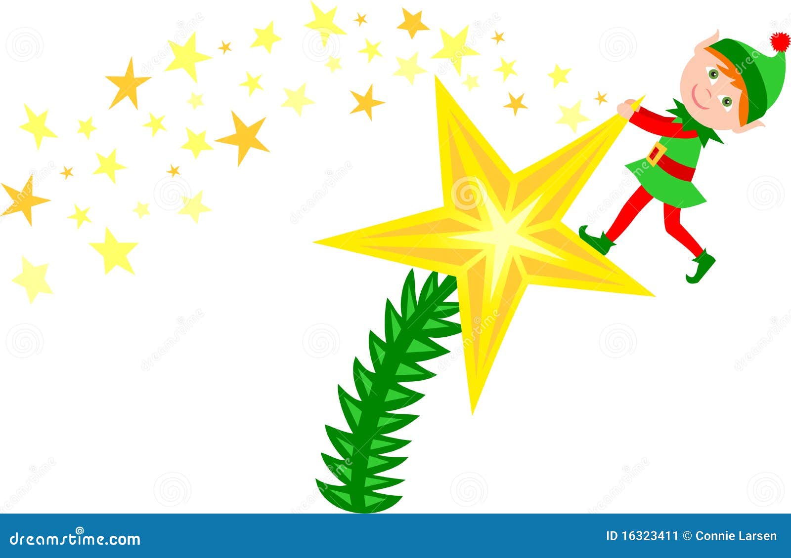 Weihnachtsbaum-Stern-Elf vektor abbildung. Illustration von evergreen ...