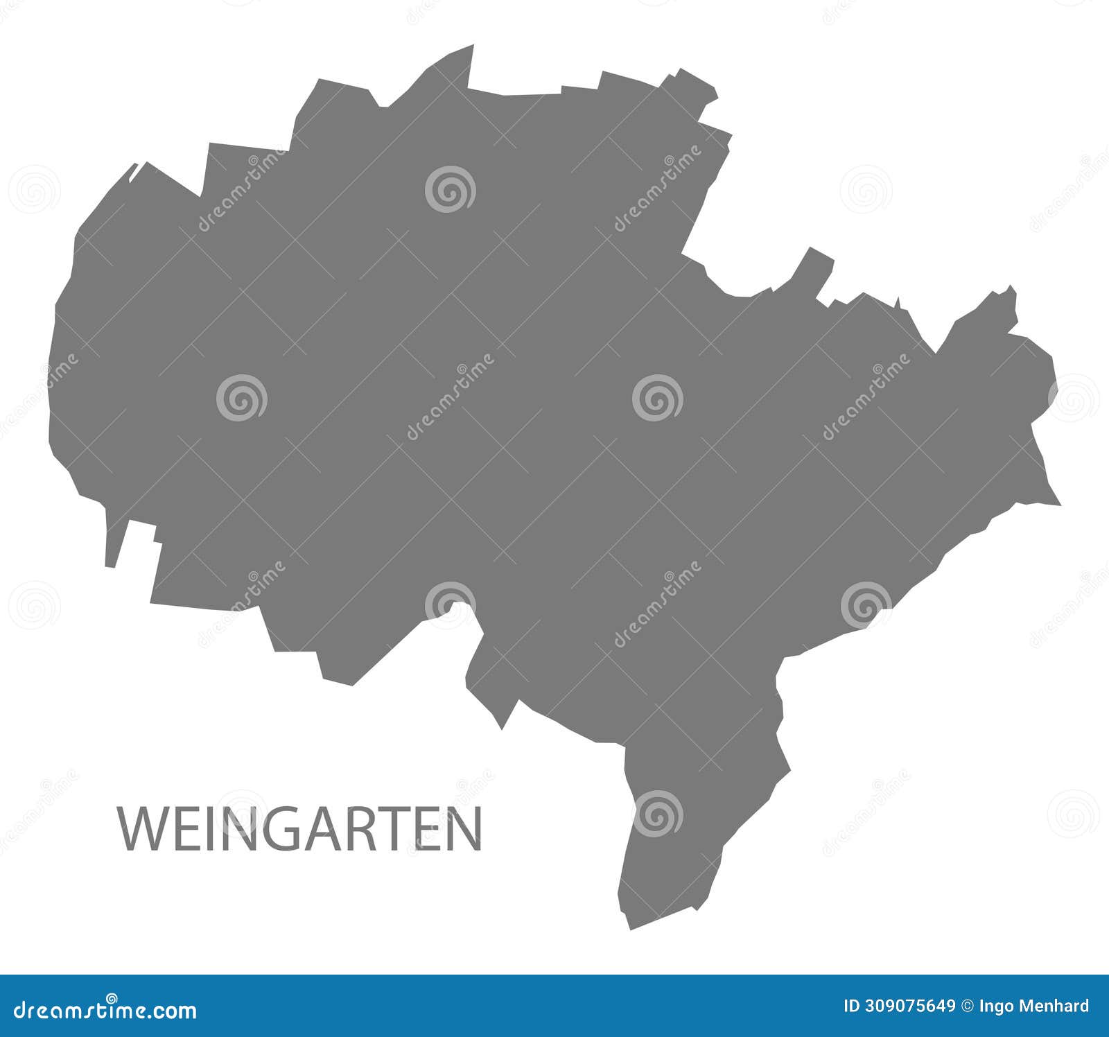Weingarten German City Map Grey Illustration Silhouette Shape Stock ...