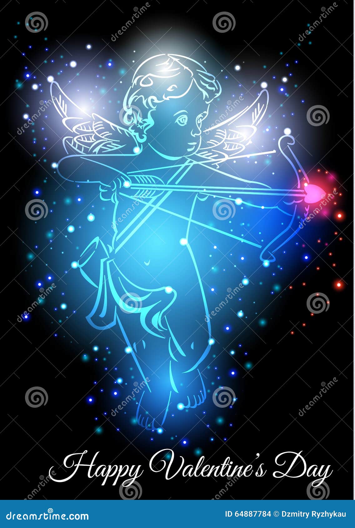 Weinig Cupido Met Boog En Pijl Stock Illustratie - Illustration of ...