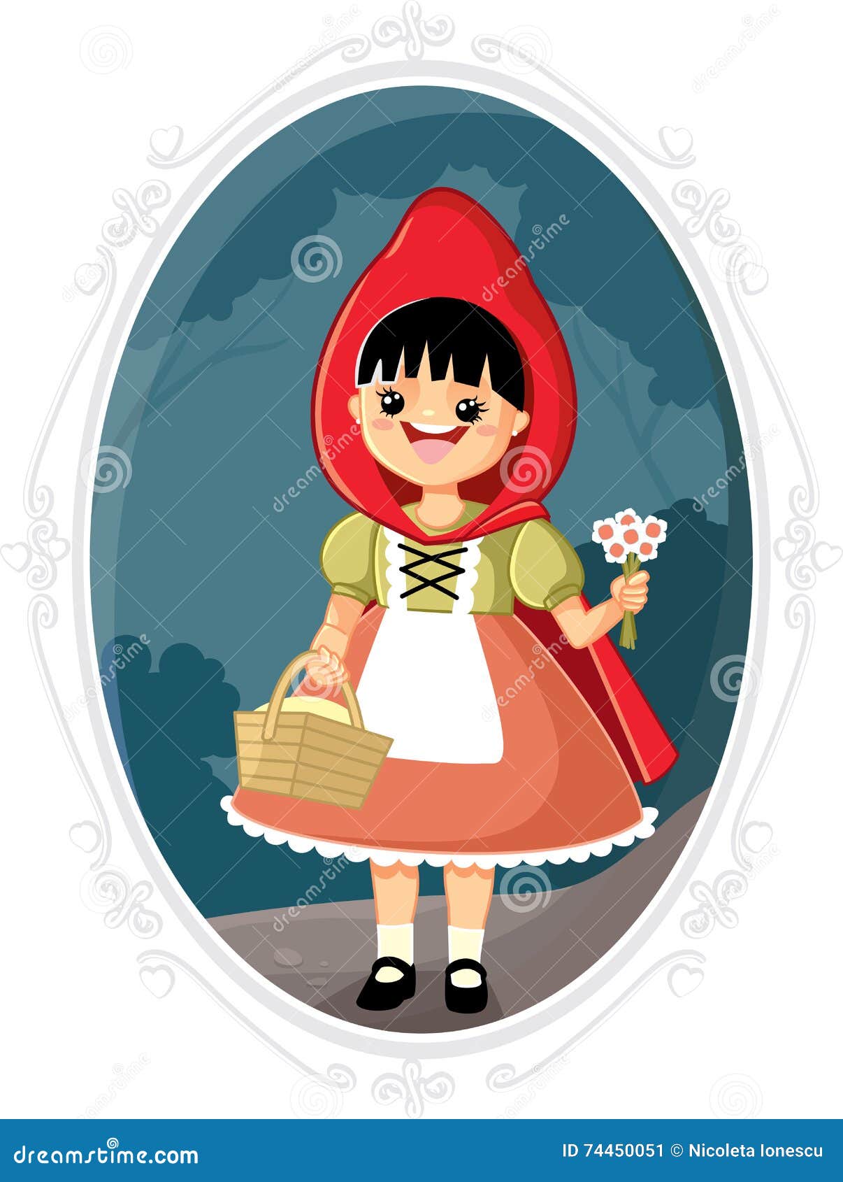 Weinig Rood Berijdend Hood Vector Cartoon Vector Illustratie ...
