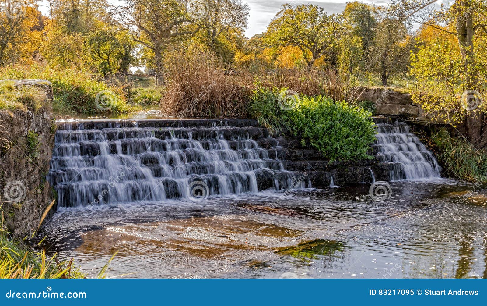 The Weir on the River Dene, Warwickshire. Stock Image - Image of ...