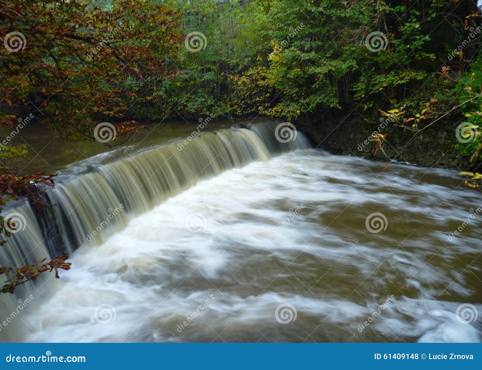 A weir on a small stream stock photo. Image of aged, humid - 61409148