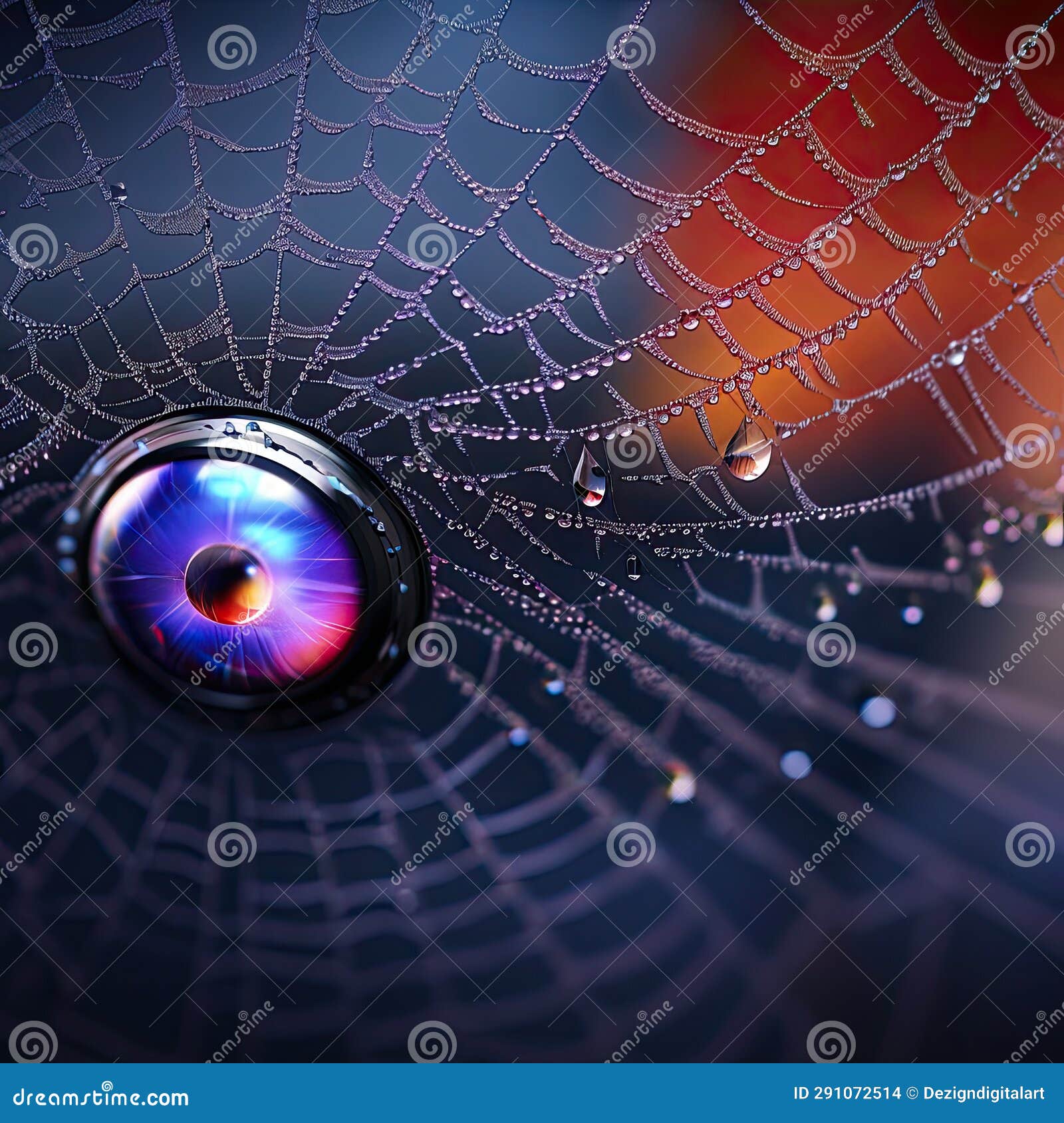 A Weird Alien Artifact is Caught in a Spider Web. Stock Illustration ...