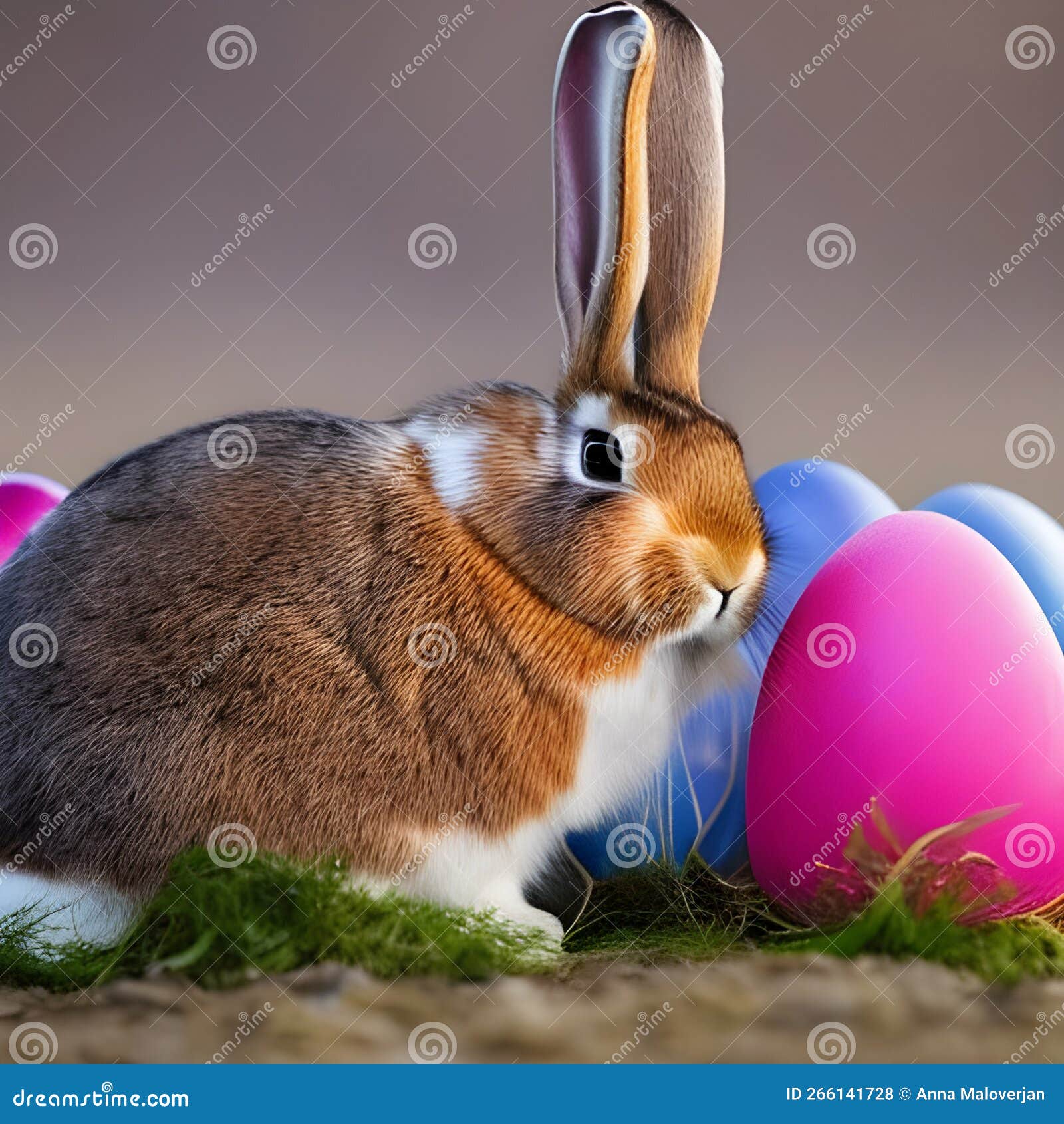 A Weird Easter Bunny Sitting with Eggs Stock Illustration ...