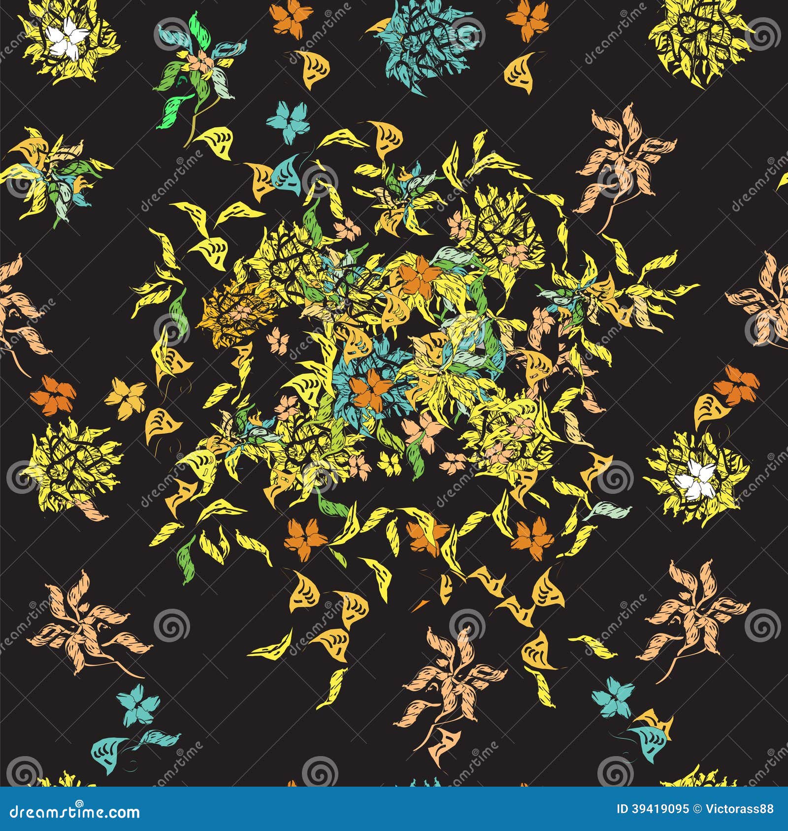 Weird floral pattern stock illustration. Illustration of chaotic - 39419095