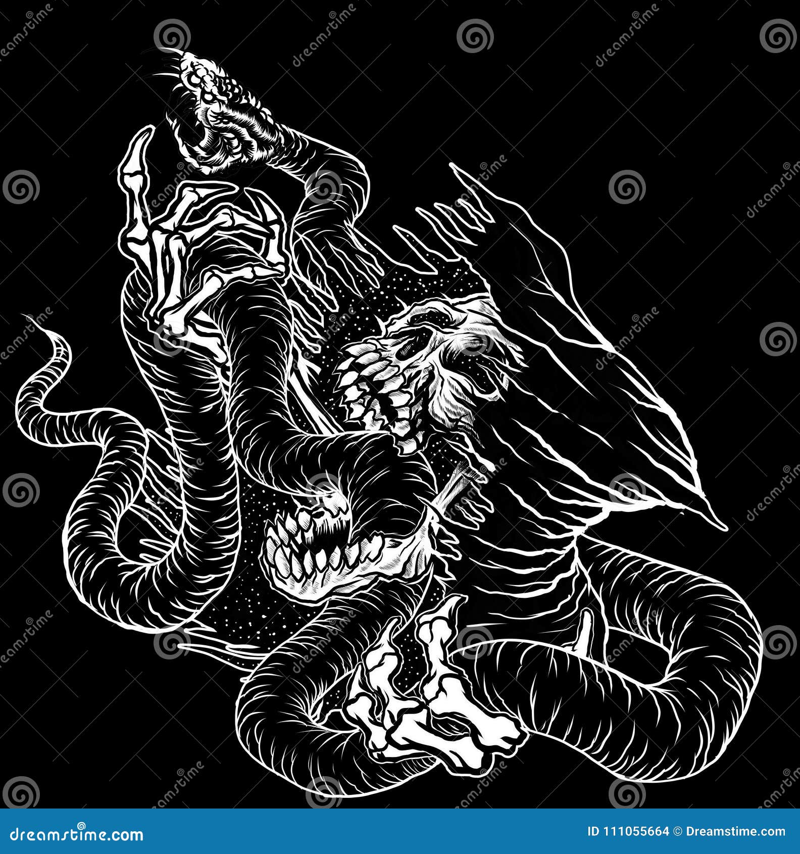 Grim reaper and snake stock illustration. Illustration of grimreaper ...
